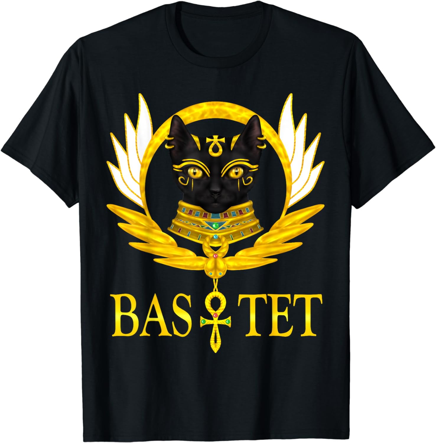 black sphynx cat goddess bastet wings ankh horus egyptian T-Shirt ...
