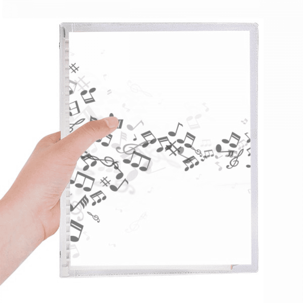 black twisted music notes white notebook loose diary refillable journal ...