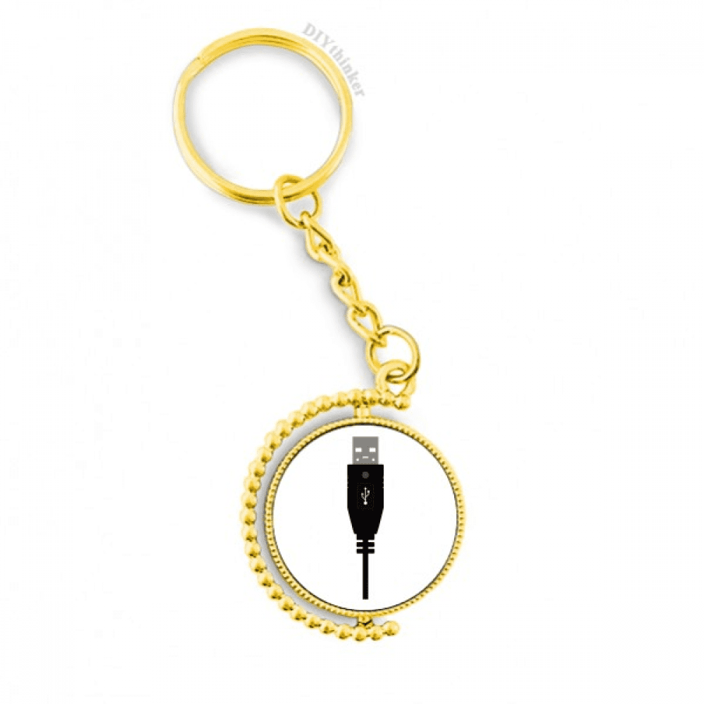 black usb plug charging cable pattern metal connector key chain ...