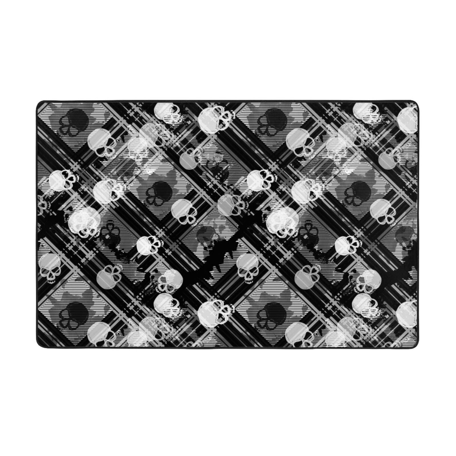 black and white Skulls Indoor Door Mat, Bedroom Rug & Carpets Entryway ...