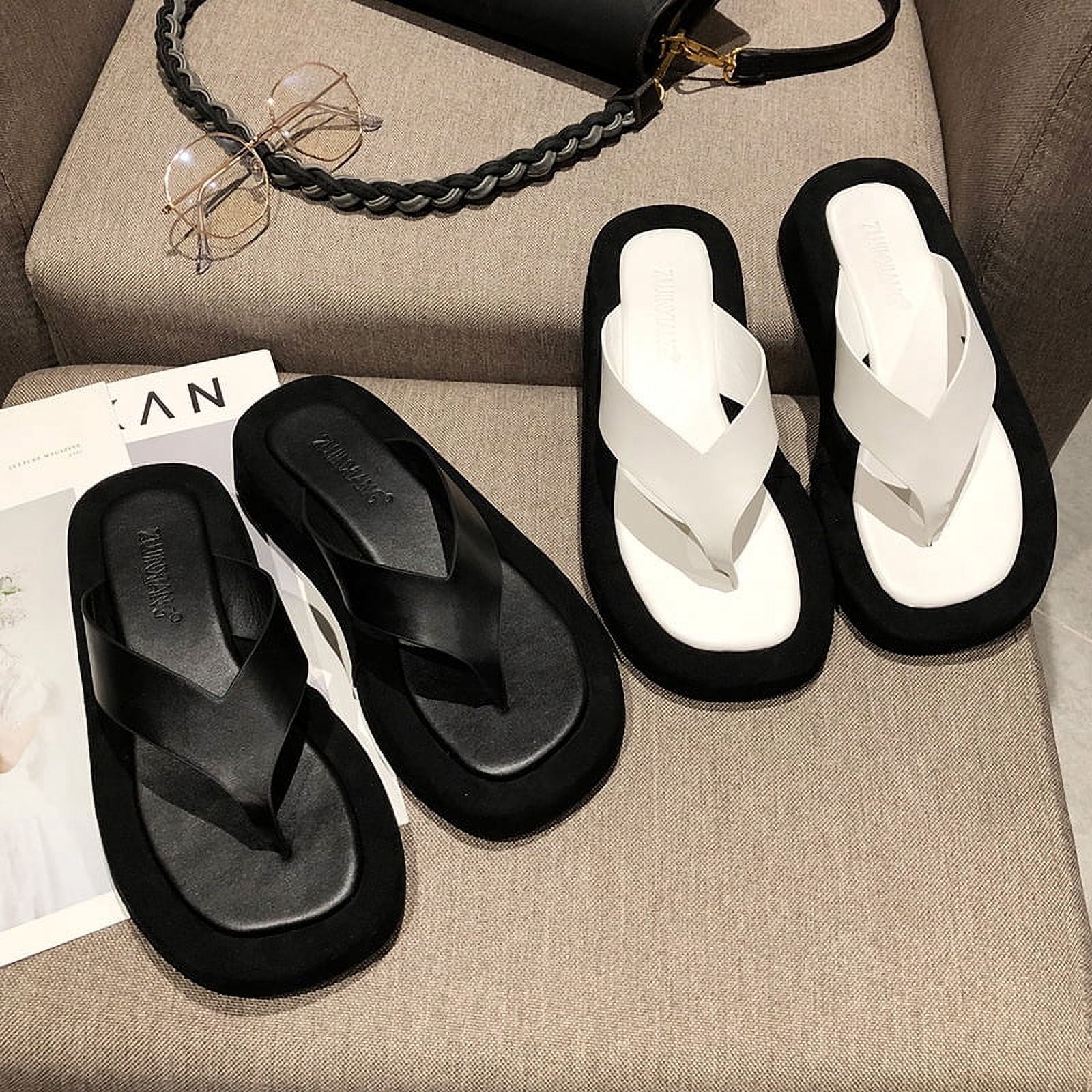 black/white mixed color thick bottom flip flops women famous designe ...