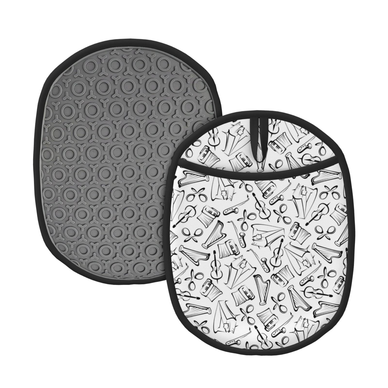 black white music Pot Holders for Kitchen - Heat Resistant Oven Mitts ...