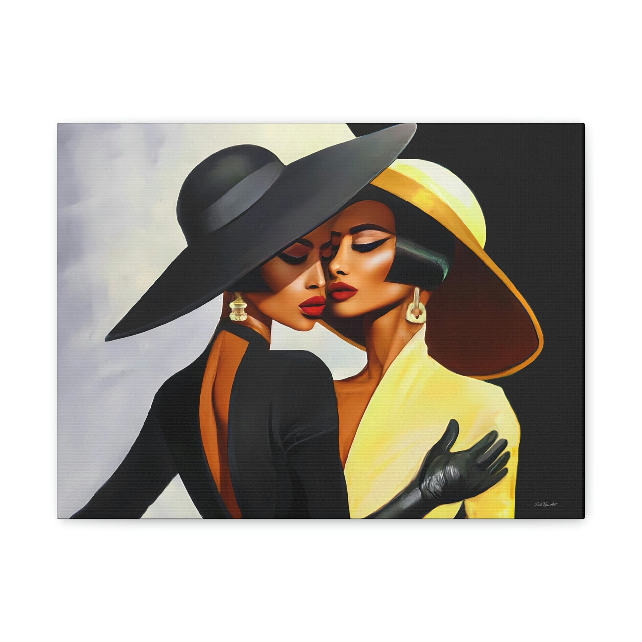 Lola Vegas Art Cosette and Elle in Love Framed Canvas Wall Art – Black ...