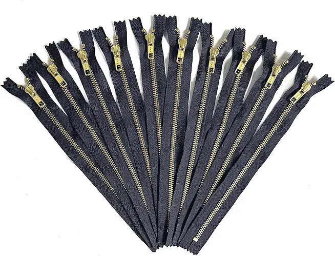 black zippers 6 inch- YKK metal zippers in gold - no.5 zippers for bags ...