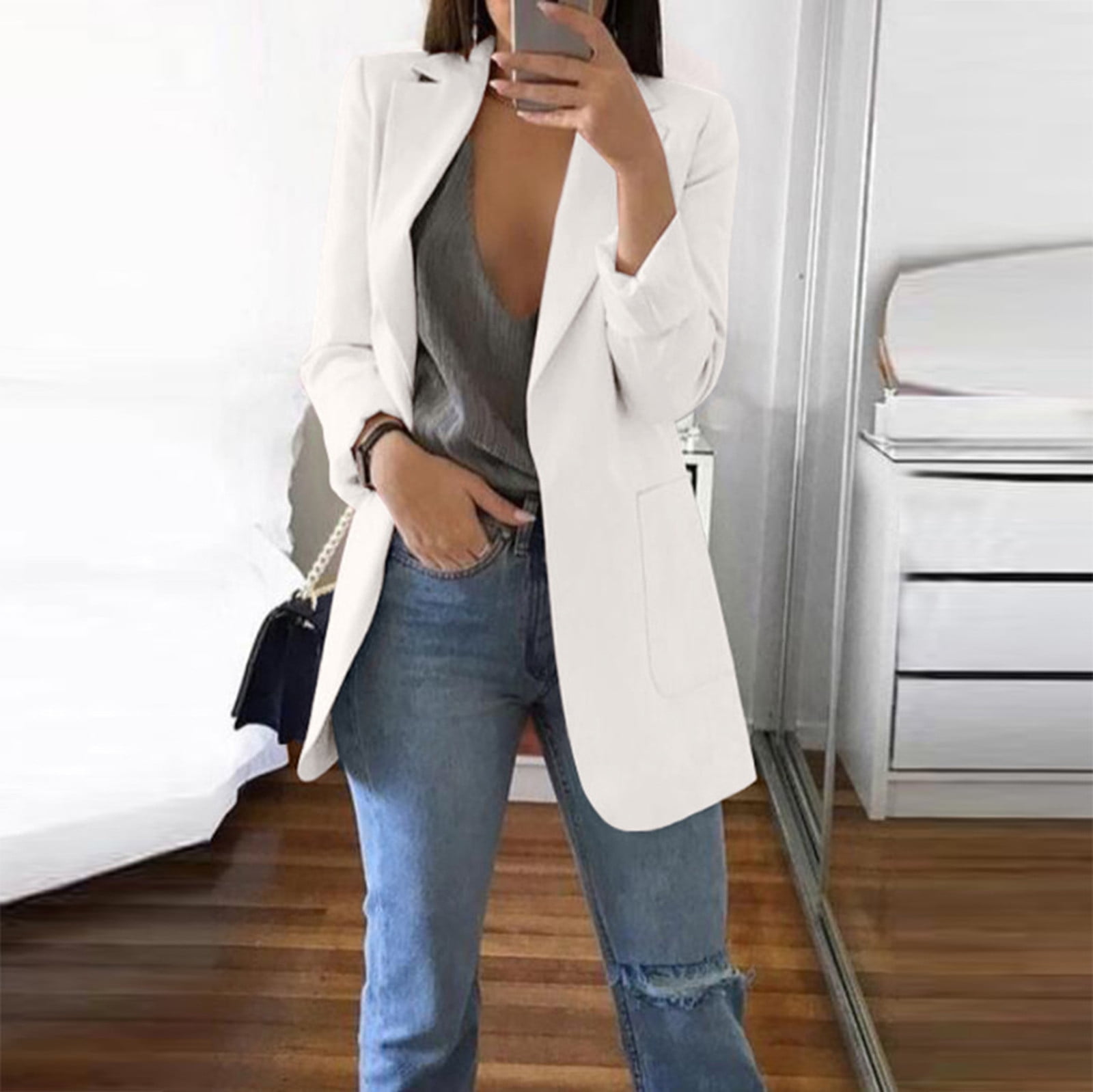 blazers for women business casual,White Womens Casual Blazers Open ...