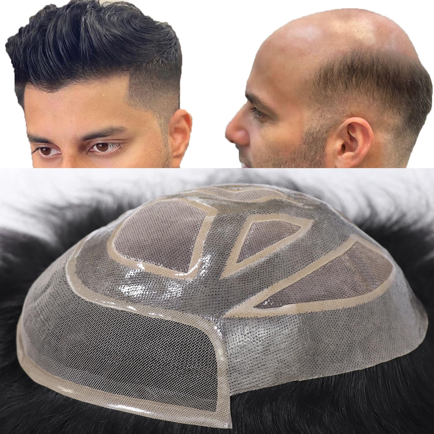 blazingfire Mens Toupee Hair System for Men Human Hair Piece French ...