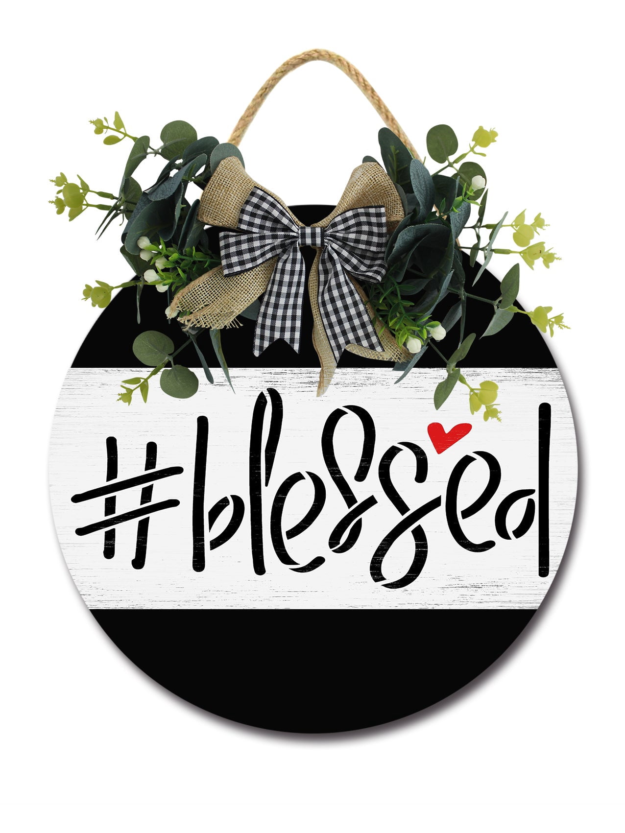#blessed Sign Front Door Porch Decorations, Round Rustic Wood Hanging ...