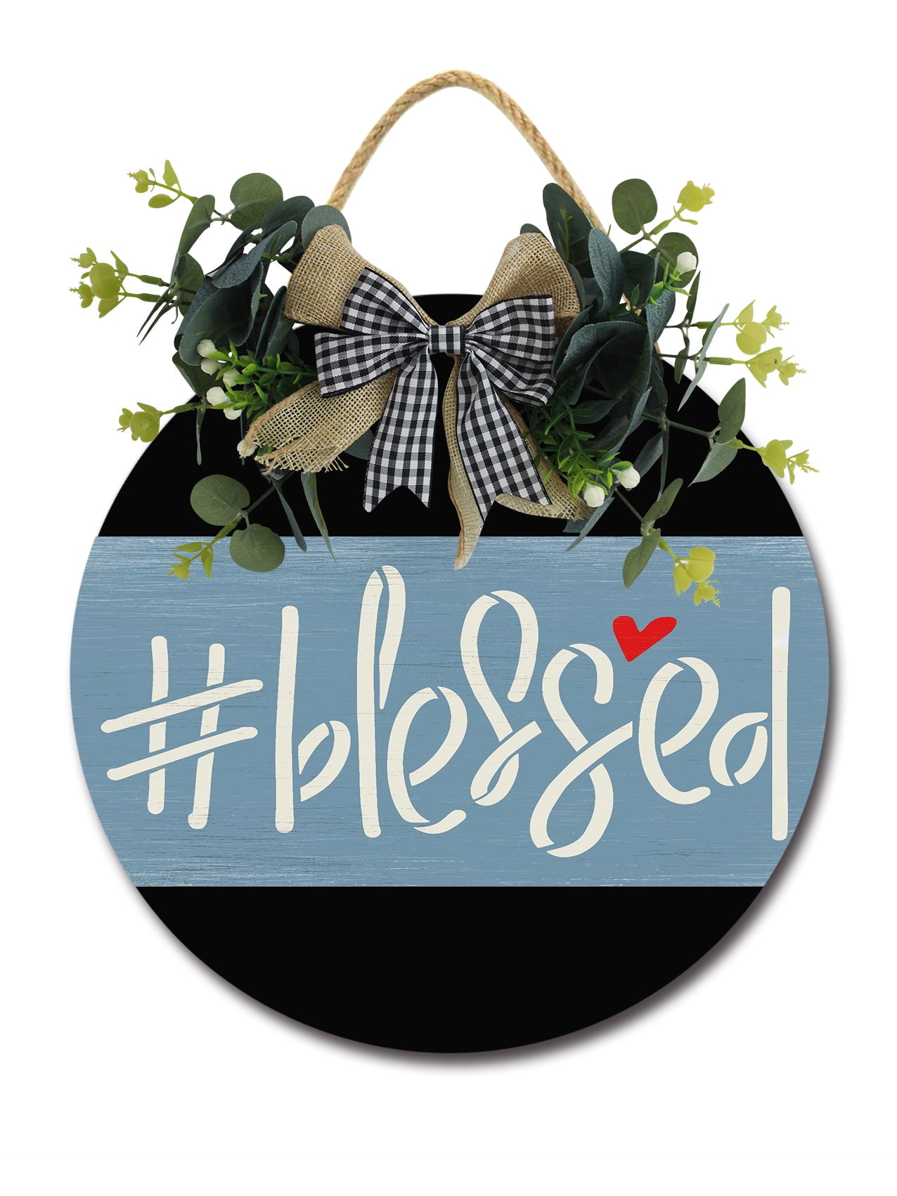 #blessed Sign Front Door Porch Decorations, Round Rustic Wood Hanging ...