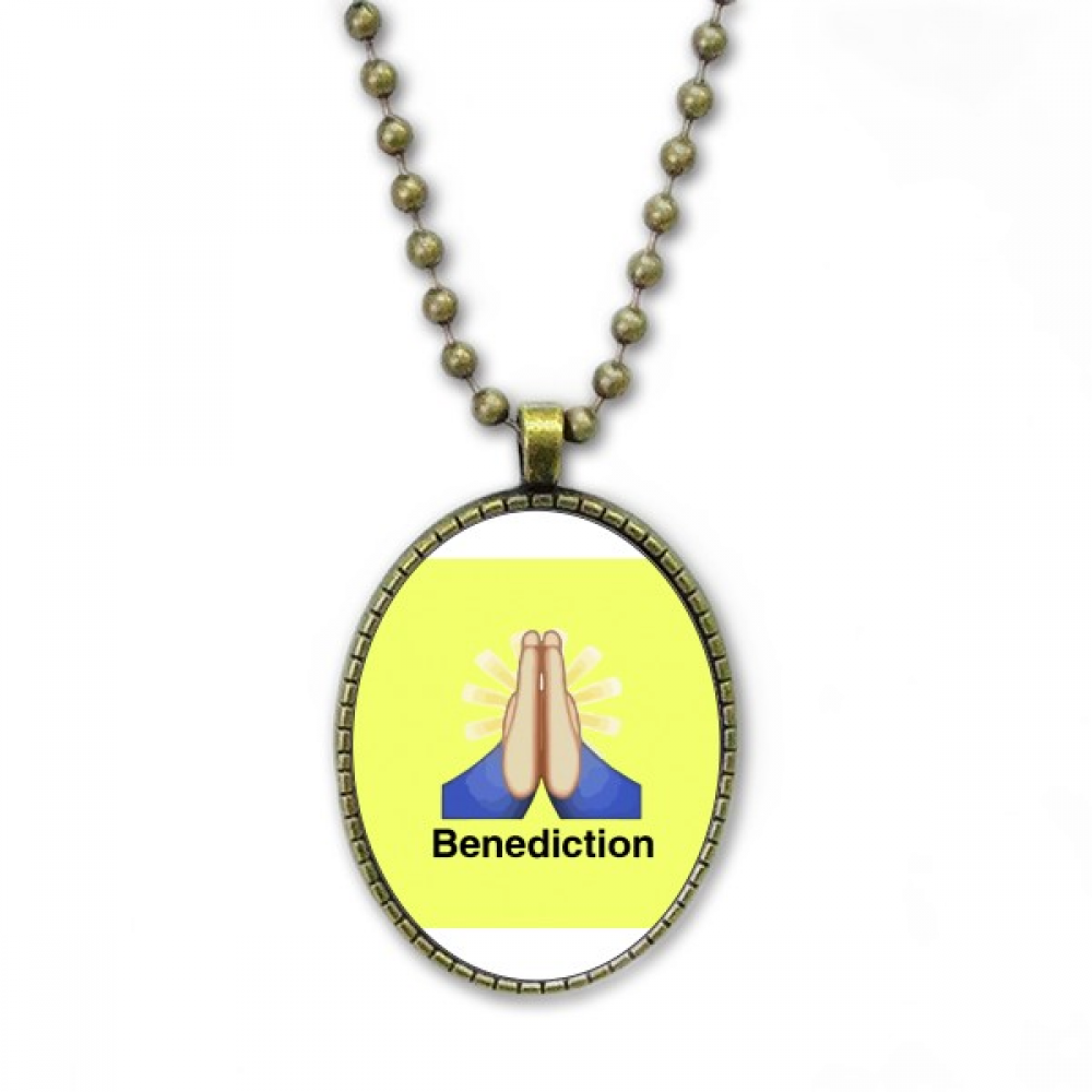 blessing prayer expression hands necklace vintage chain bead pendant ...