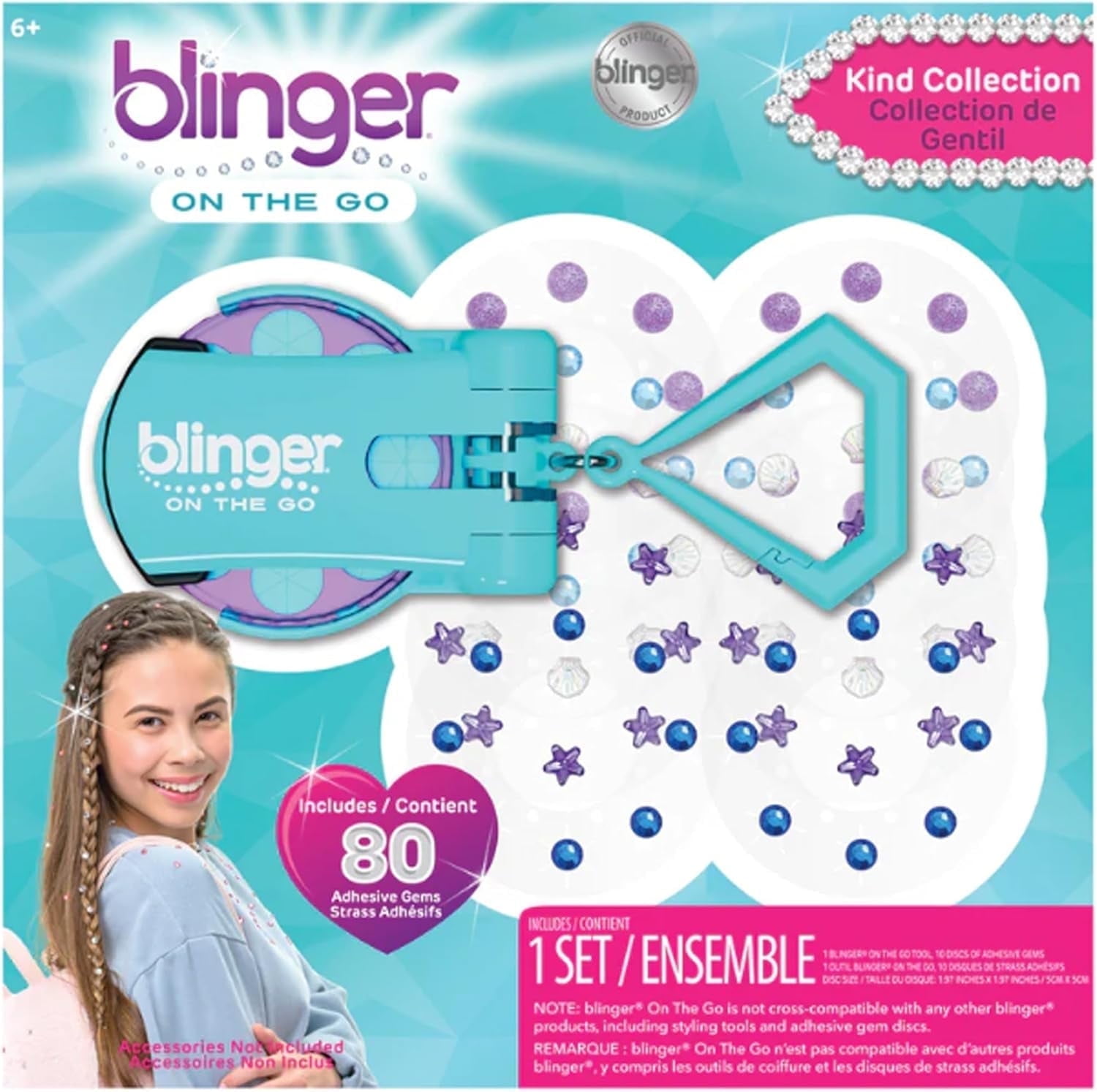 blinger® On The Go Mini Gem Stamper with 80 Hair Safe Jewels Perfect ...