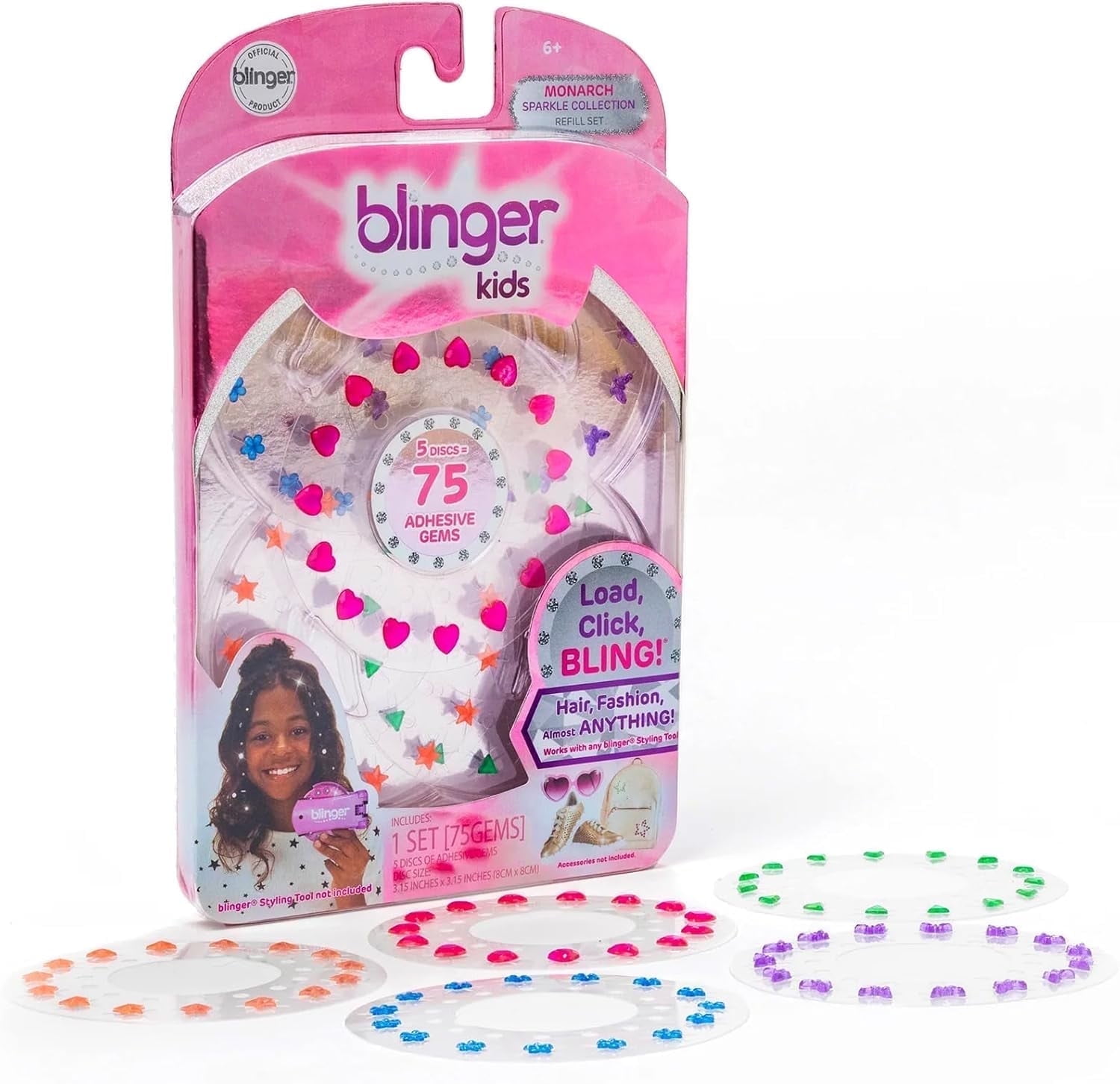 blinger® Sparkle Collection Refill Pack | 75 Colorful Hair-Safe Gems ...