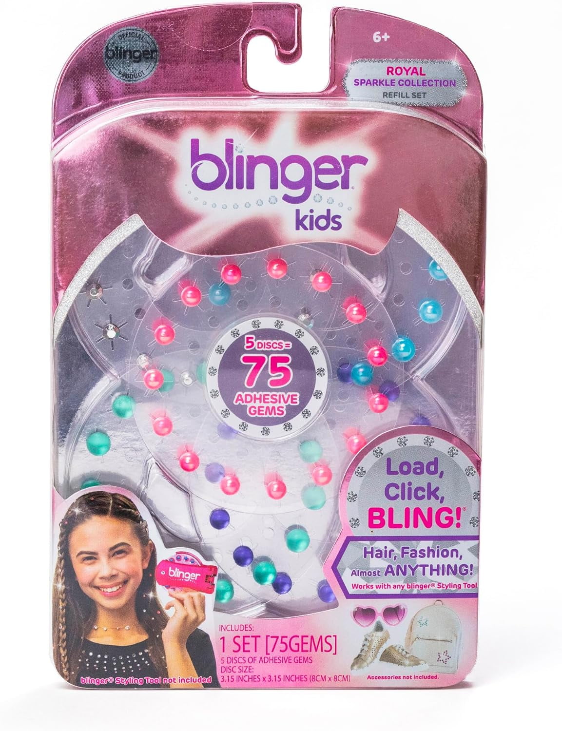 blinger® Sparkle Collection Refill Pack | 75 Colorful Hair-Safe Gems ...