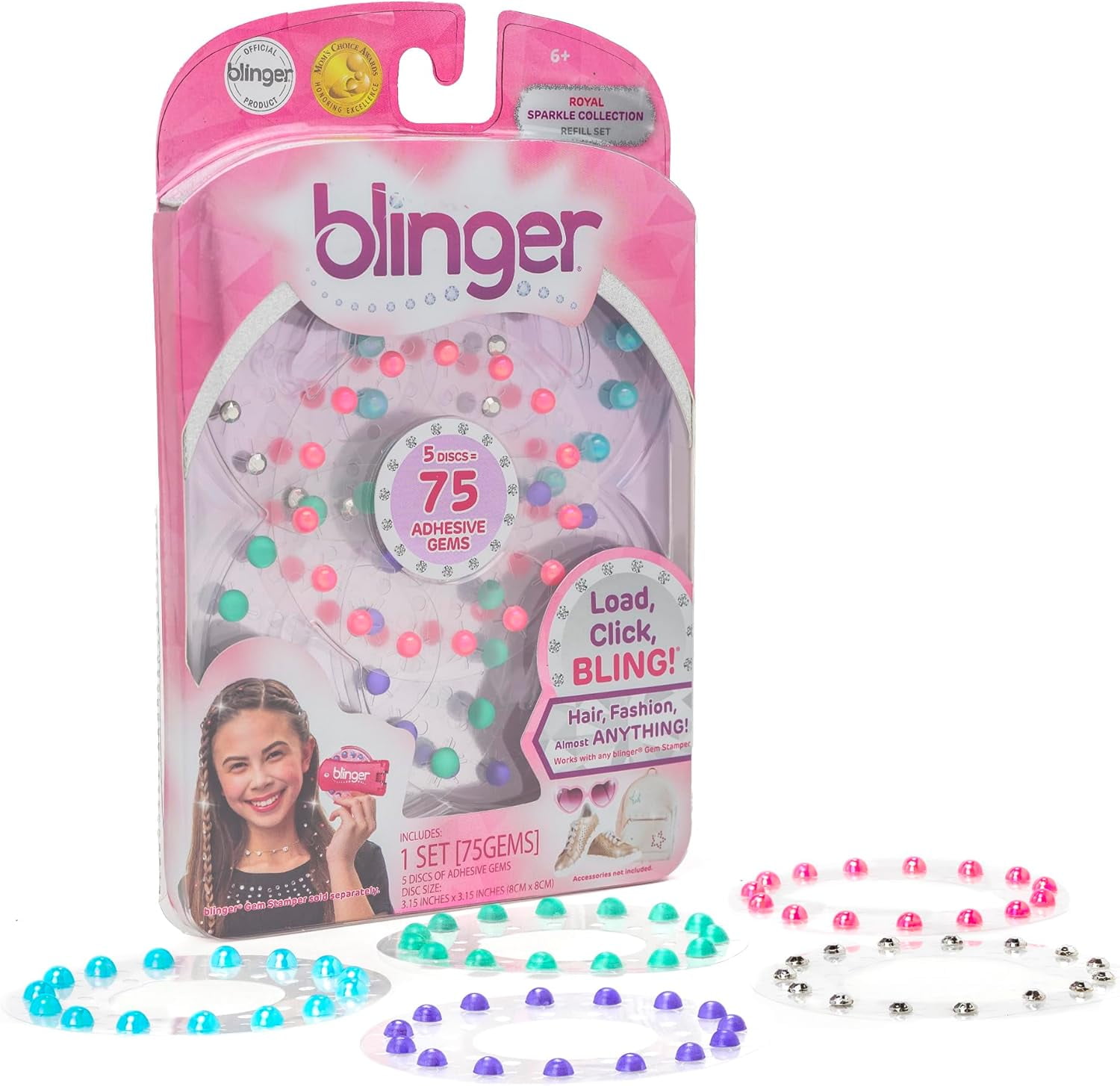 blinger® Sparkle Collection Refill Pack | 5 Discs – 75 Rhinestones ...