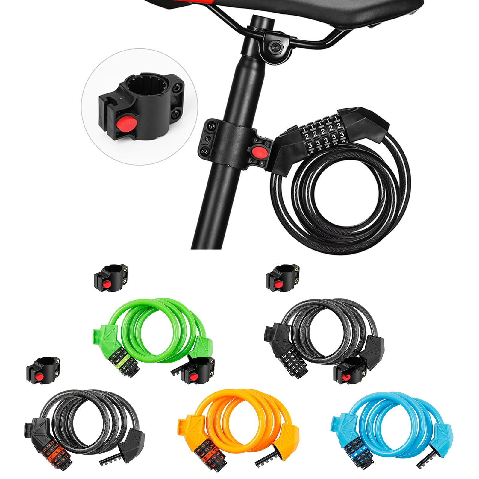 blocloalo Bicycle Light Bike Lock Cable 4 Feet Bike Cable Lock Basic ...