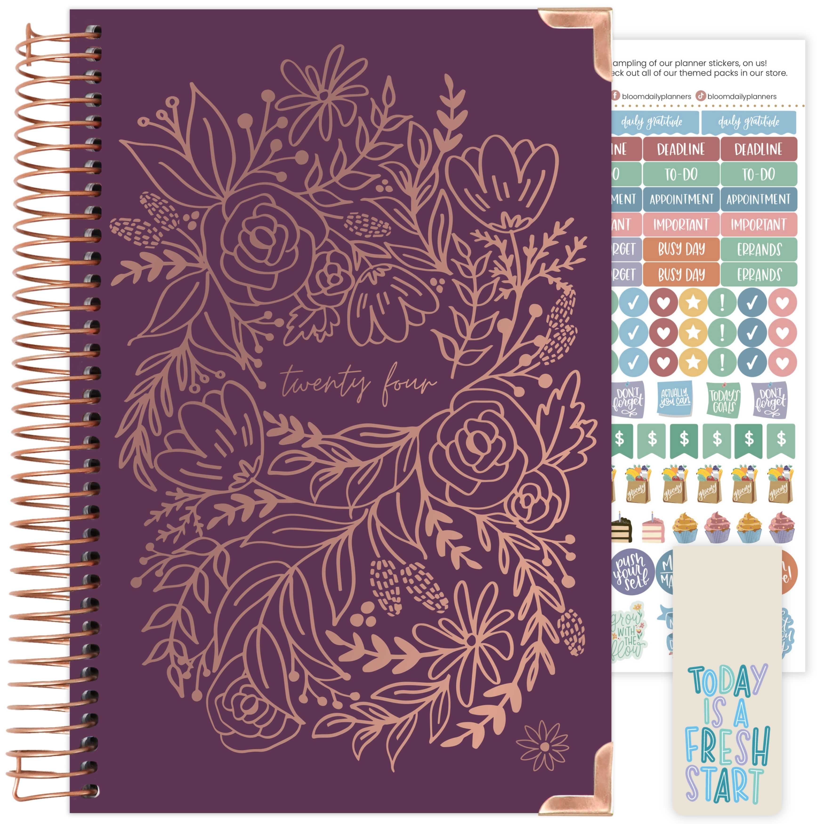 bloom daily planners 2024 Hard Cover Planner, 5.5" x 8.25", Embroidery ...