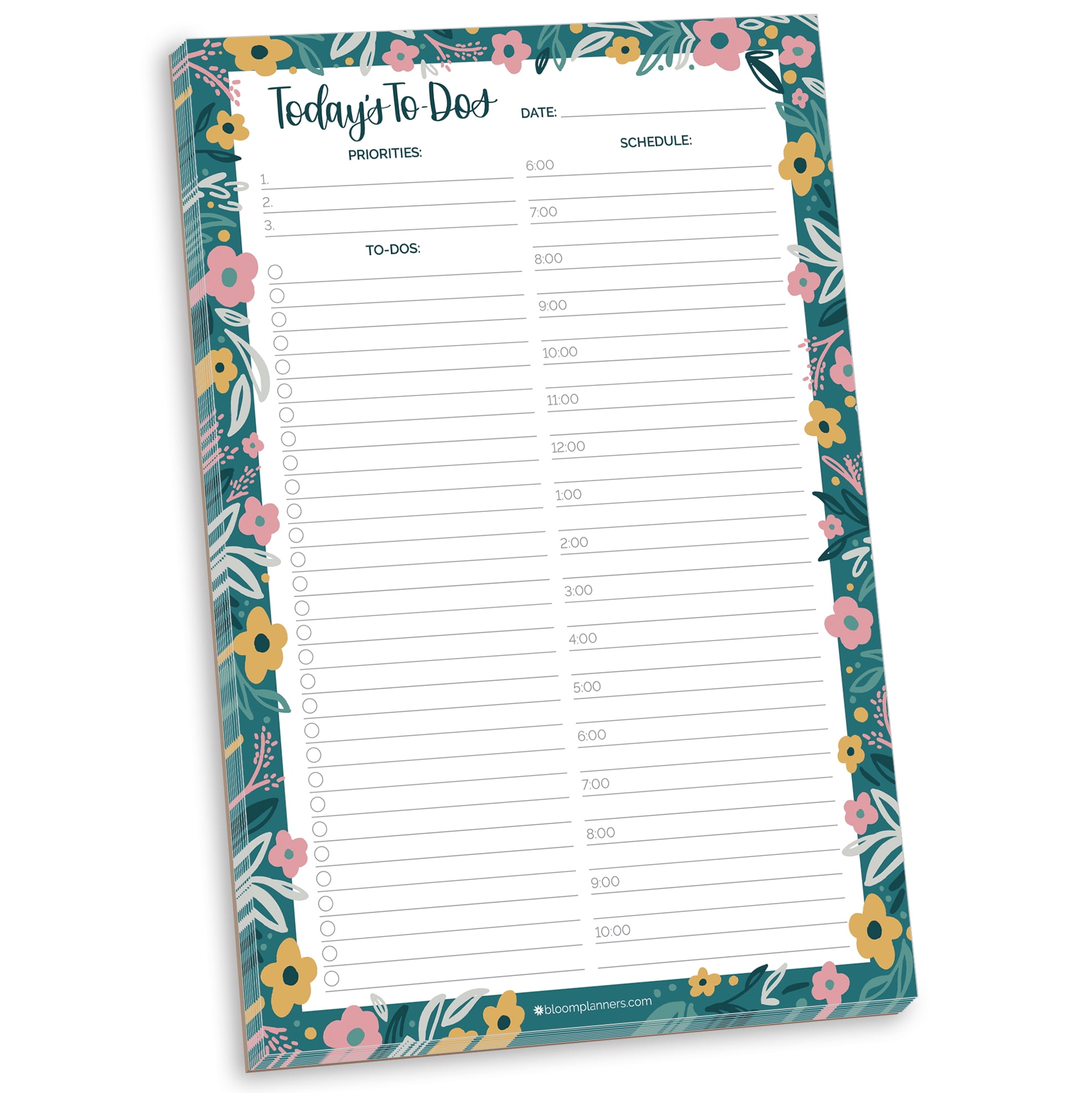 bloom daily planners Daily Timed To-Do Pad, Garden Blooms, 6" x 9 ...