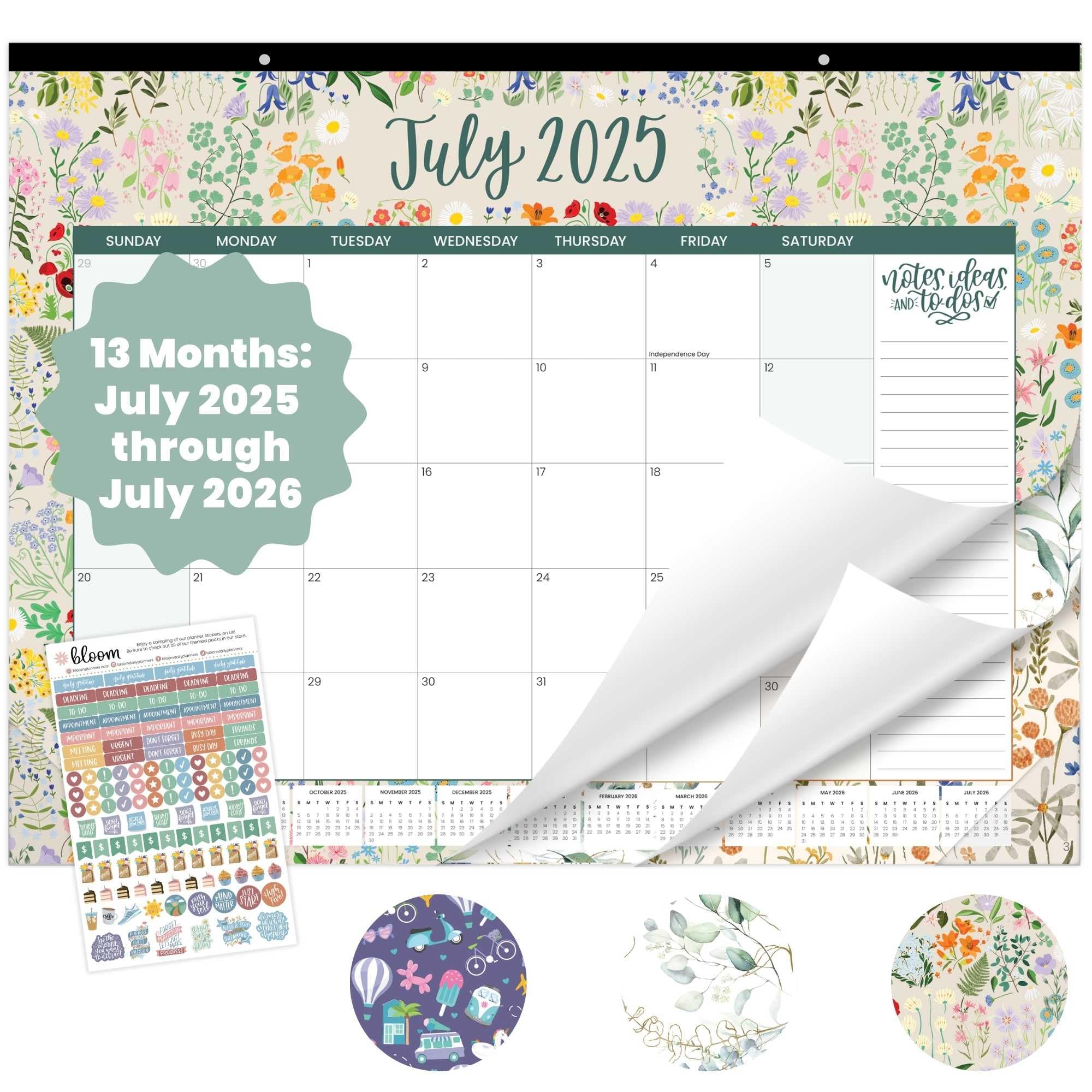 bloom daily planners Desk Calendar 2025-2026 - Academic Year Large Wall ...
