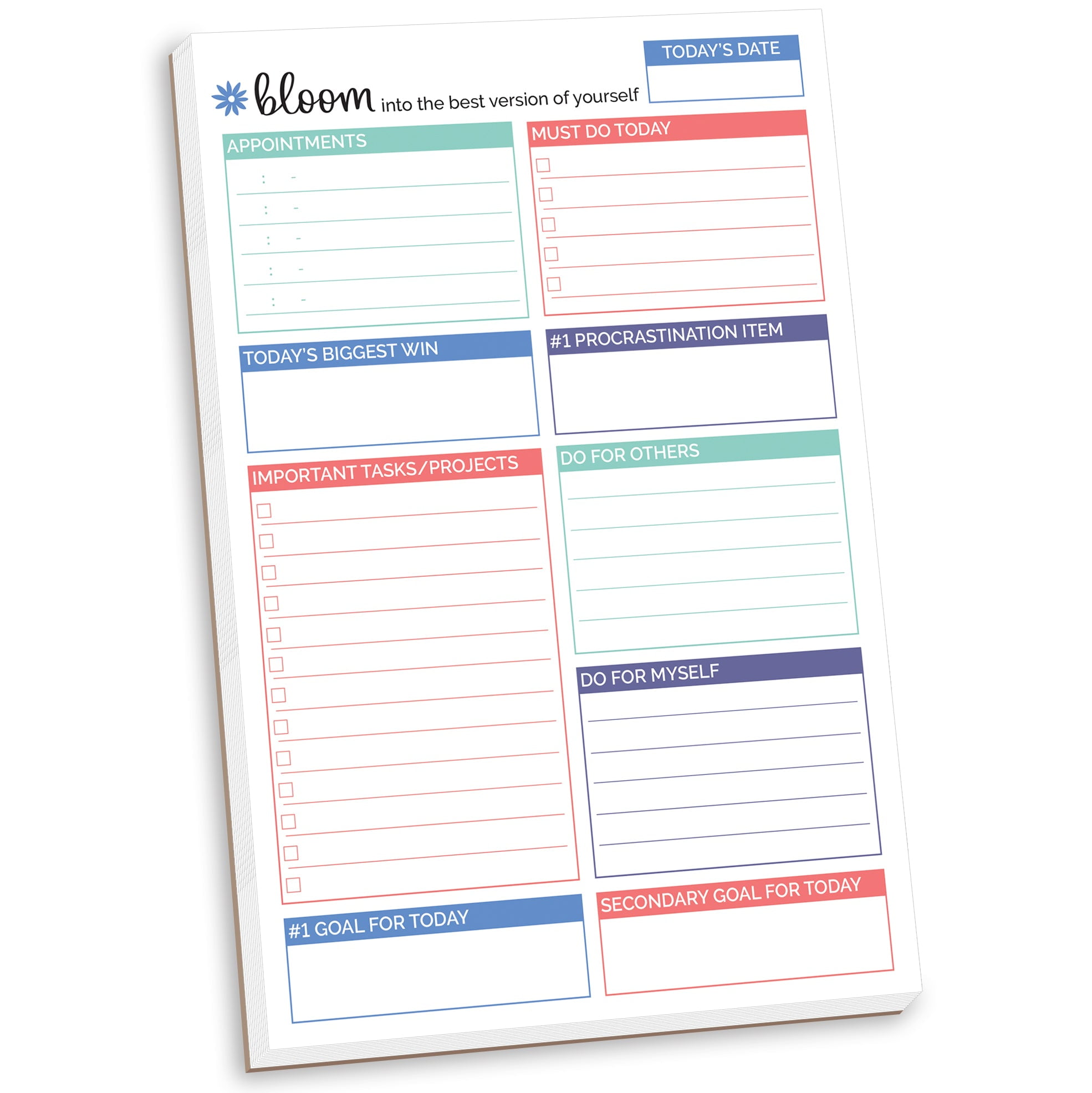 bloom daily planners Double Sided Planning Pad, Teal, 6" x 9" - Walmart.com