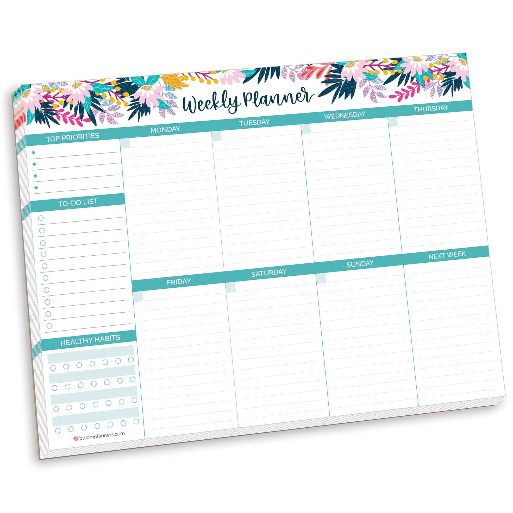 bloom daily planners Horizontal Weekly Planning Pad, Floral, 8.5" x 11 ...