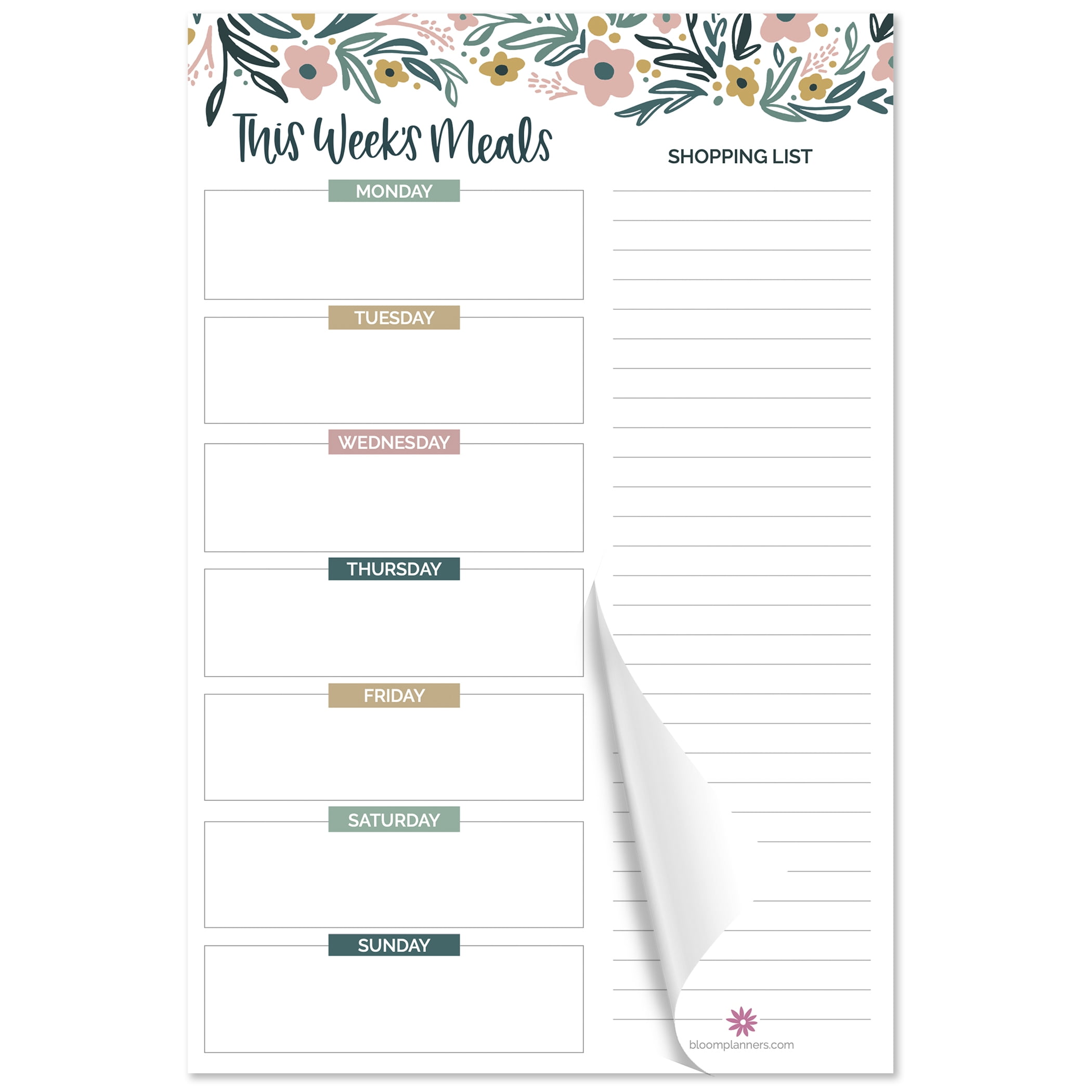 bloom daily planners, Meal Planning Pad with Magnets, Garden Blooms, 6 ...