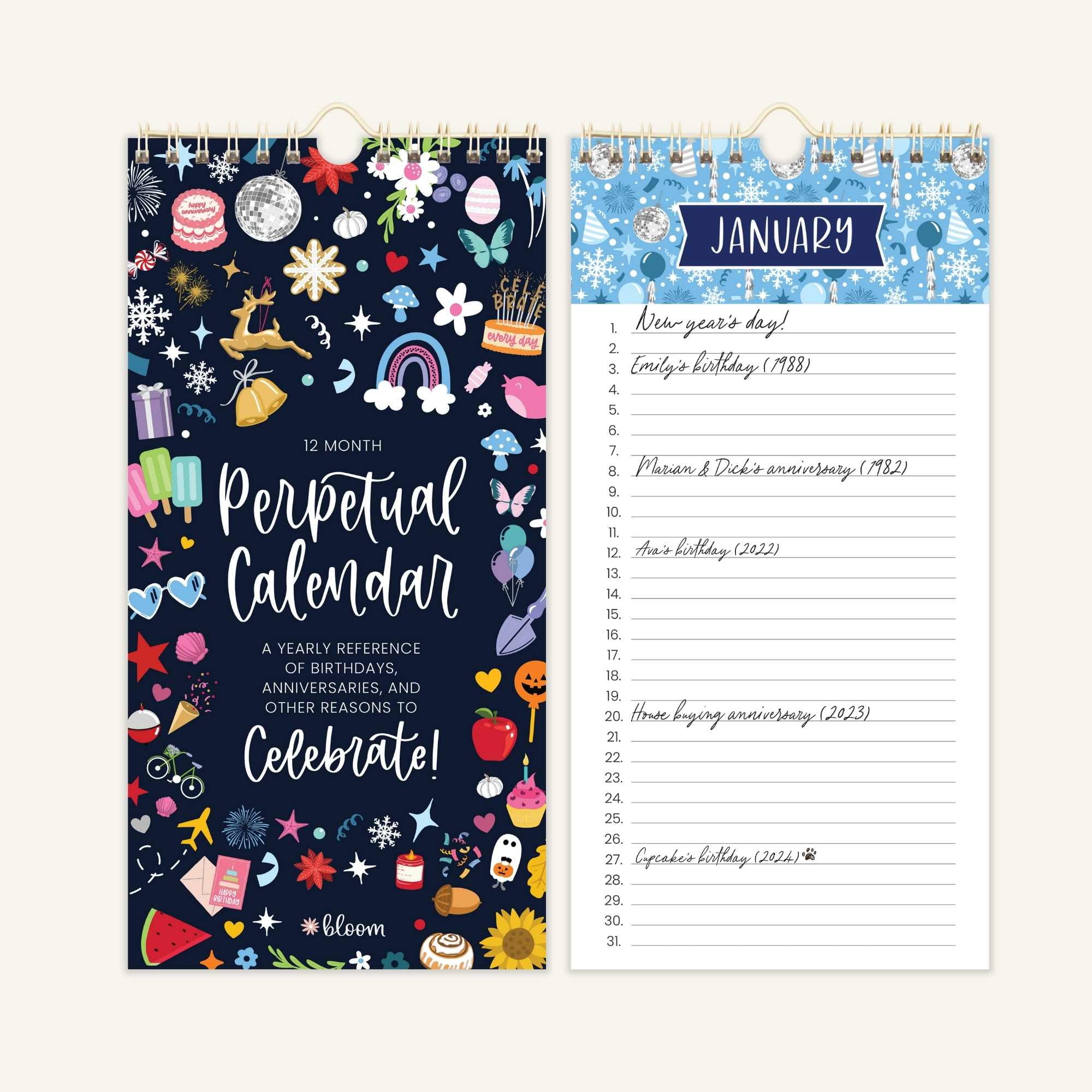 bloom daily planners Perpetual Hanging Flip Calendar, 5" x 10", Monthly ...