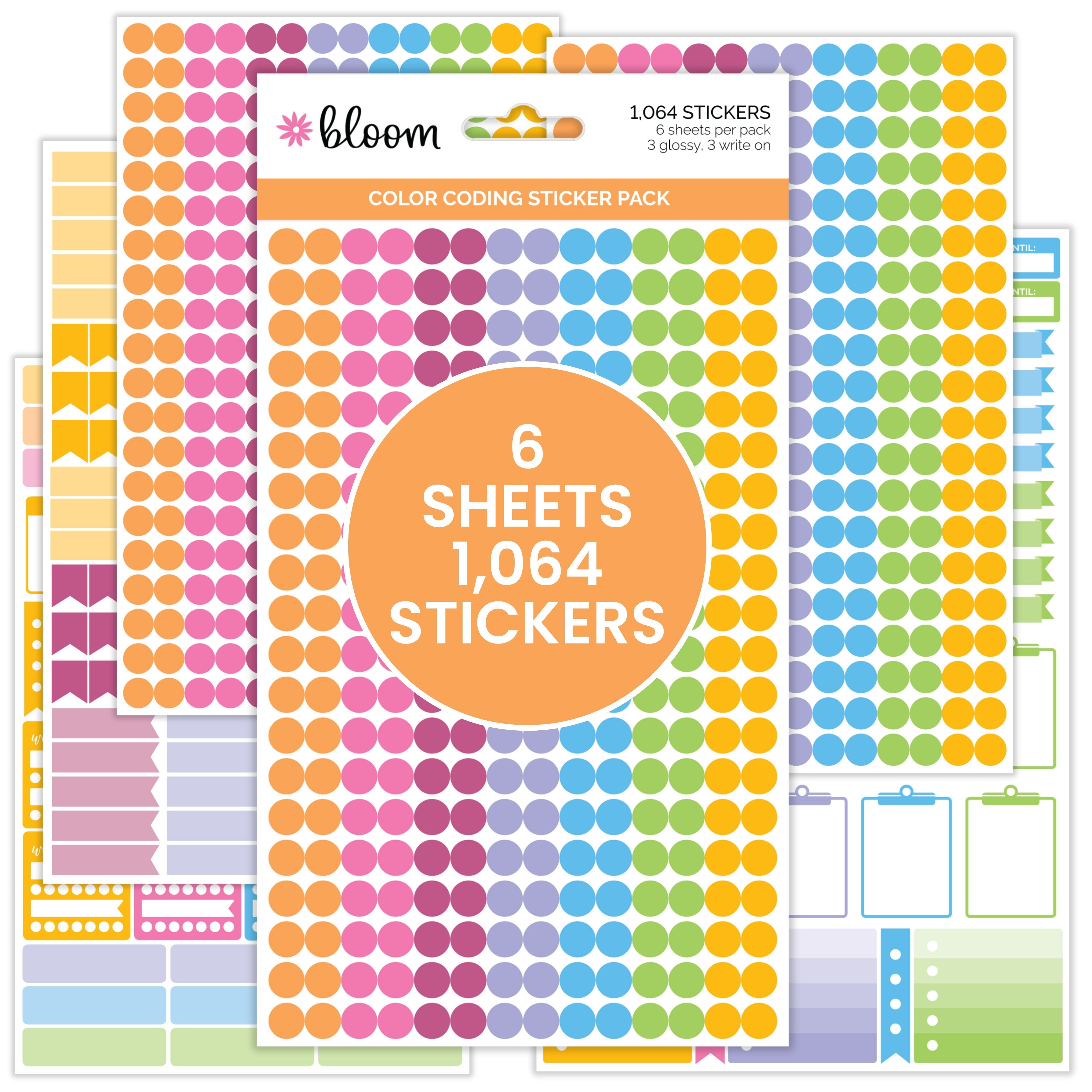 bloom daily planners Planner Sticker Pack, Color Coding, Bright ...
