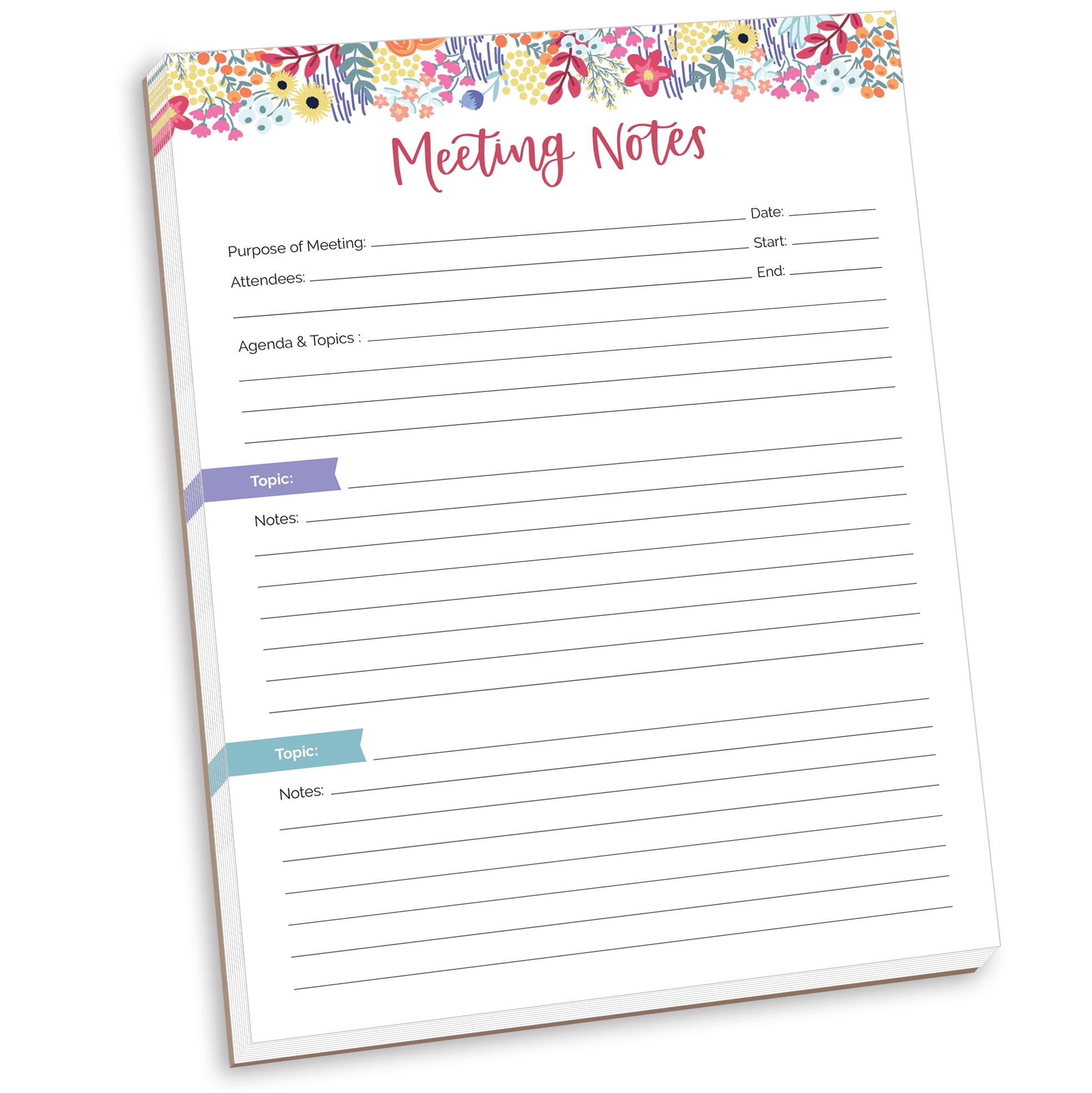 bloom daily planners Planning Pad, Double Sided Meeting Notes, Floral ...