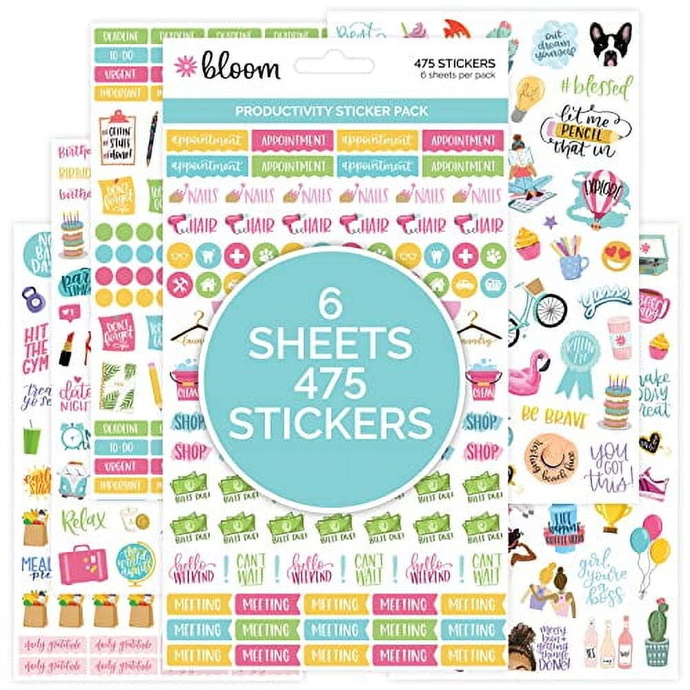 bloom daily planners Productivity Stickers - Variety Sticker Pack - Six ...