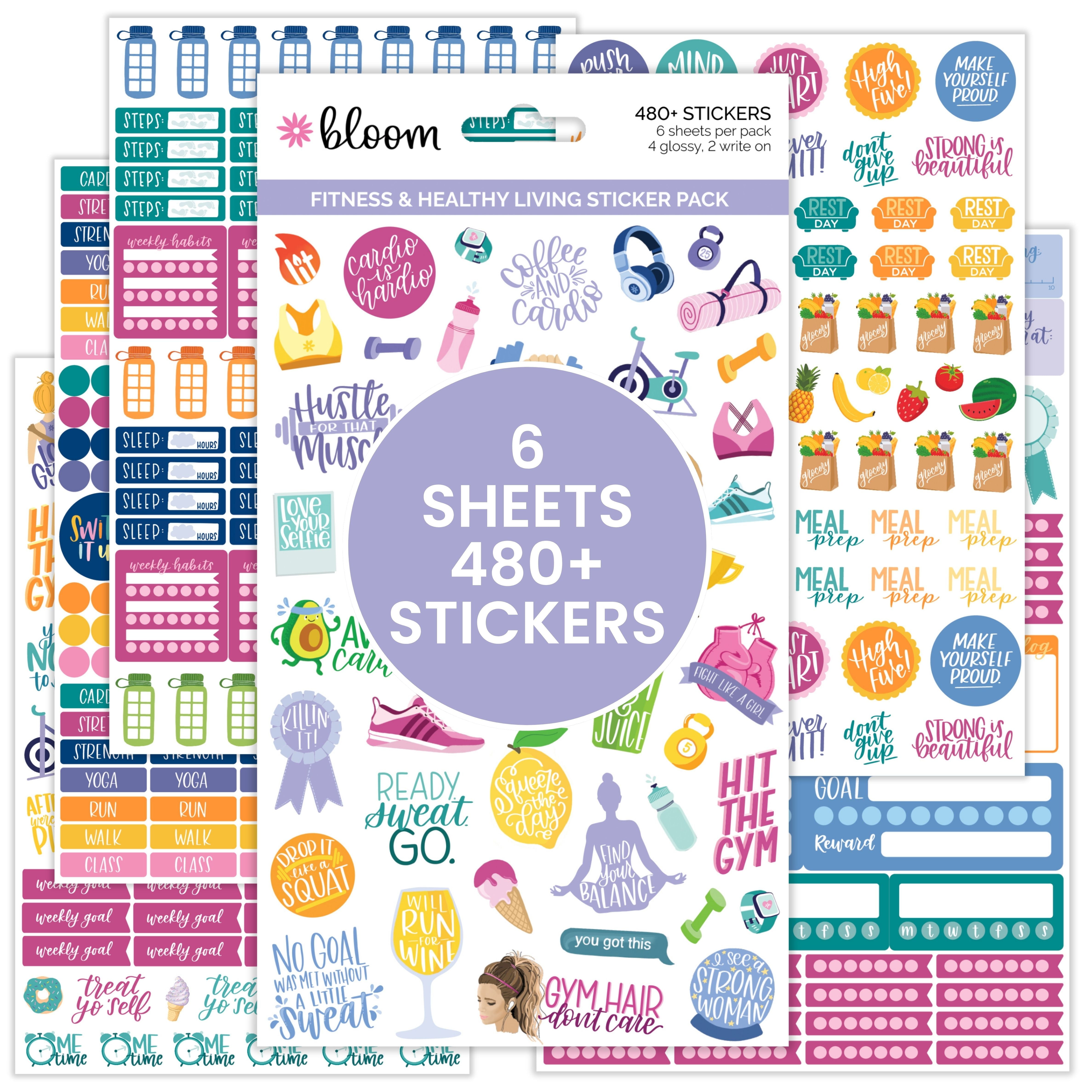 bloom daily planners Fitness and Healthy Living Sticker Sheets, 6 ...