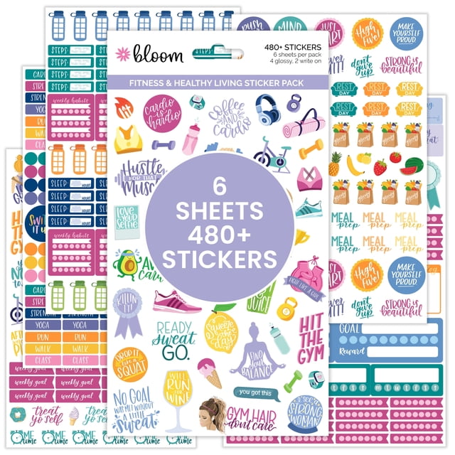 bloom daily planners Sticker Sheets, Fitness & Healthy Living Stickers ...