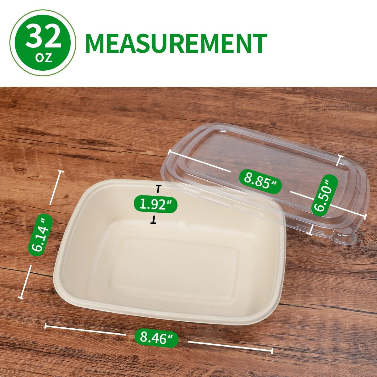 bloomoon 50 Pack AJH3 32 oz Paper Meal Prep Bowls with Lids for Salad ...