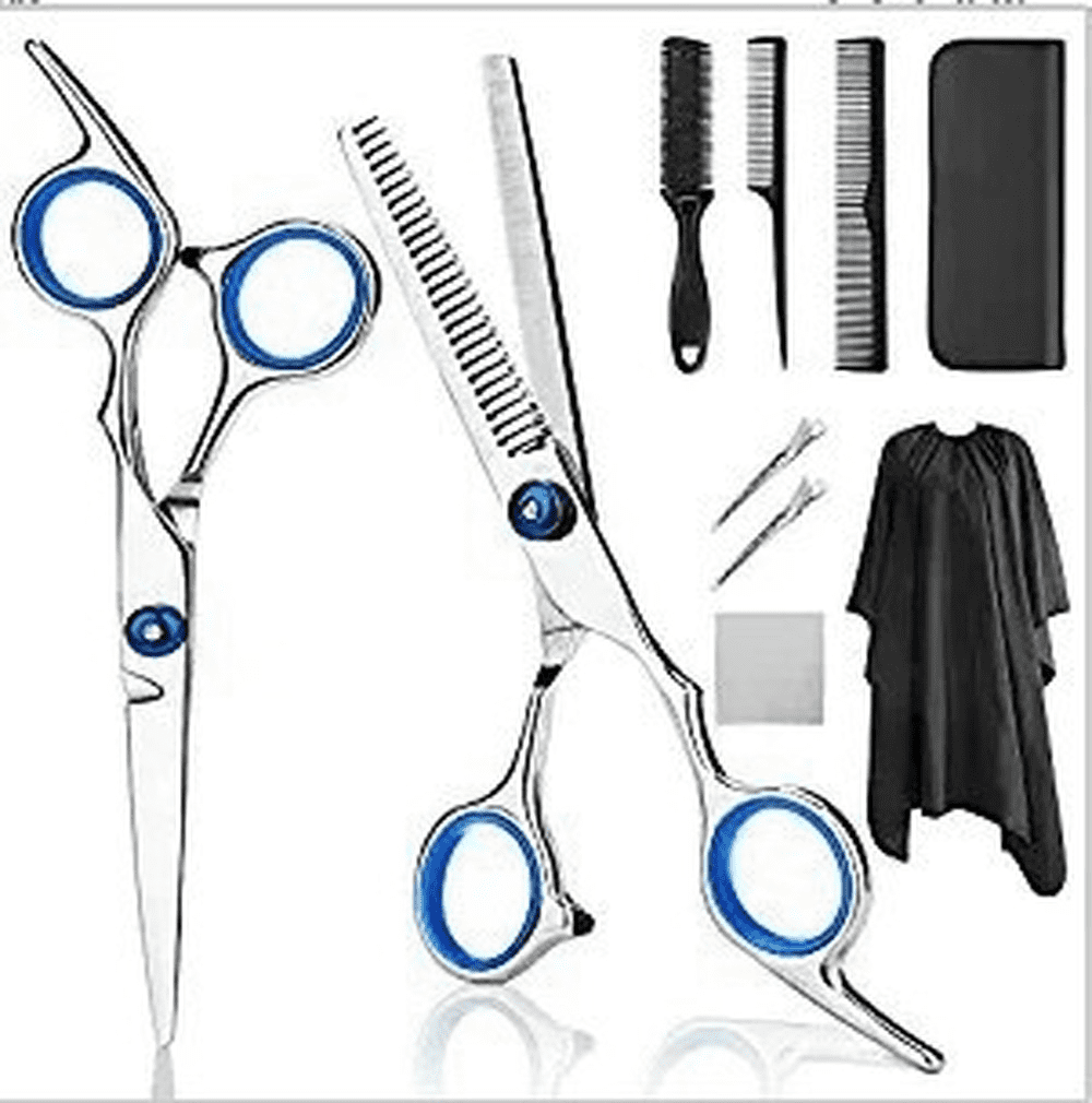 blue 9PCS Professional Hairdressing Scissors Barber Cutting Hair Salon ...