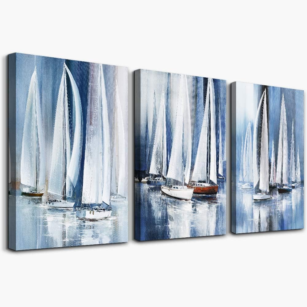 blue Abstract Canvas art Prints Wall Art Paintings for Living Room ...