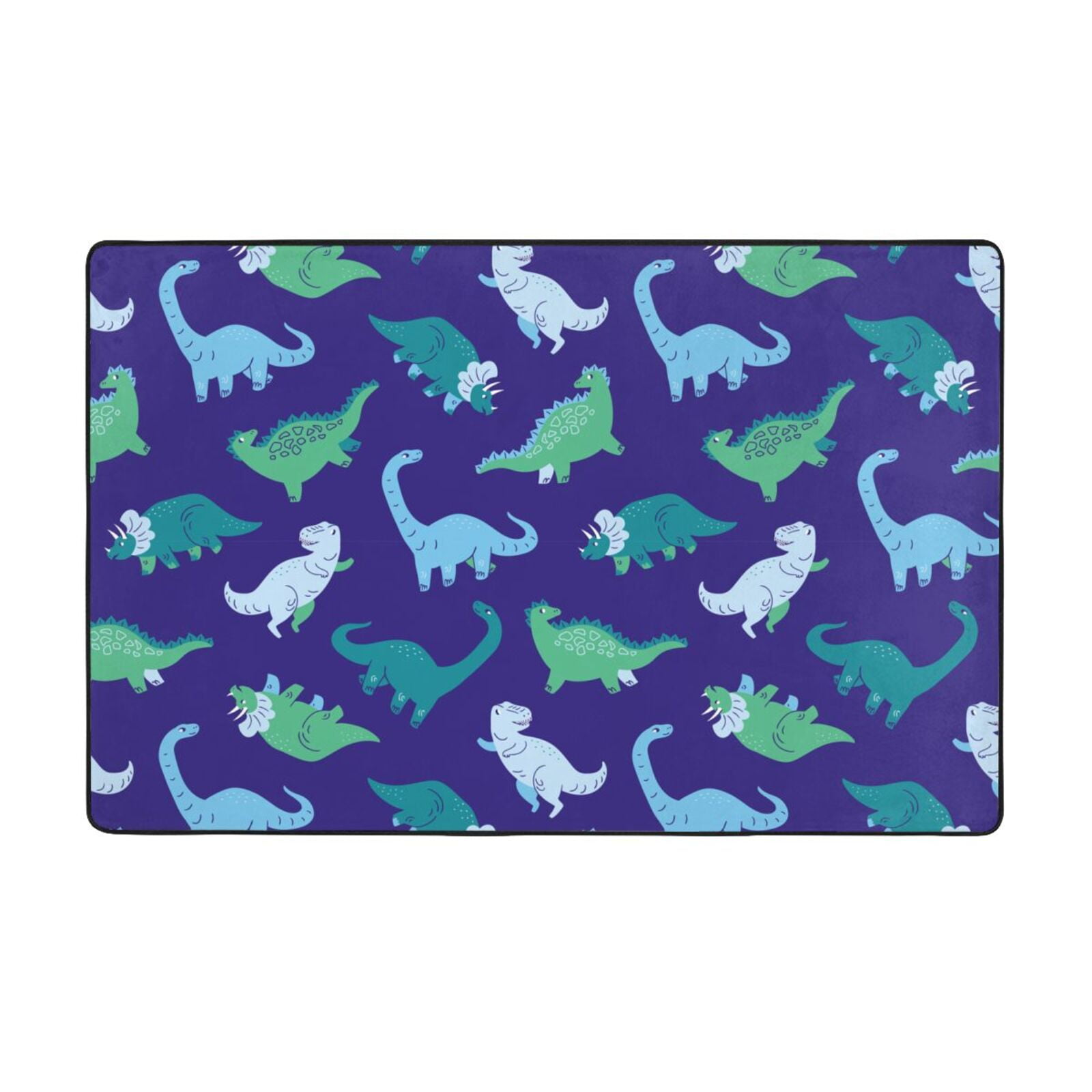blue Dinosaur pattern Shaggy Area Rug, Rugs for Living Room Bedroom Non ...
