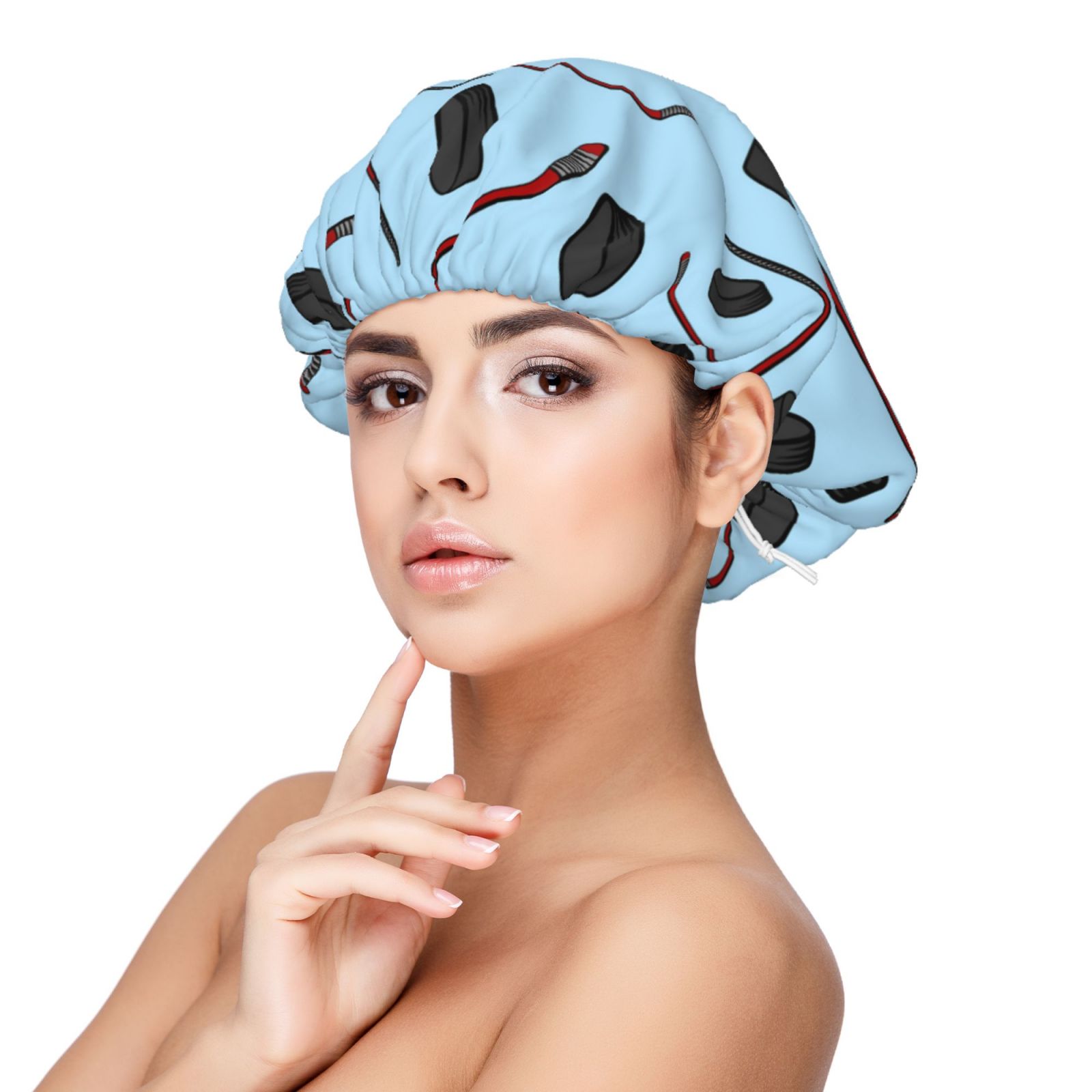 blue Hockey sticks pucks cute Silk Bonnet for Sleeping Women Men ...