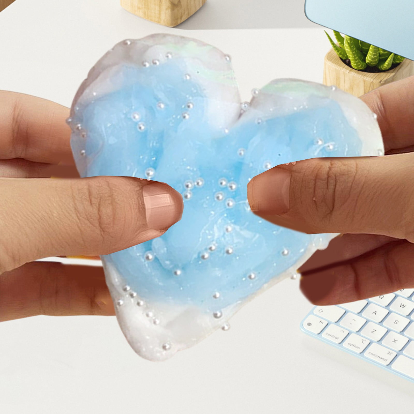 blue Ice Cube Stress Relief Squeeze Toy 3.54 Inch Soft Rubber Kneading ...