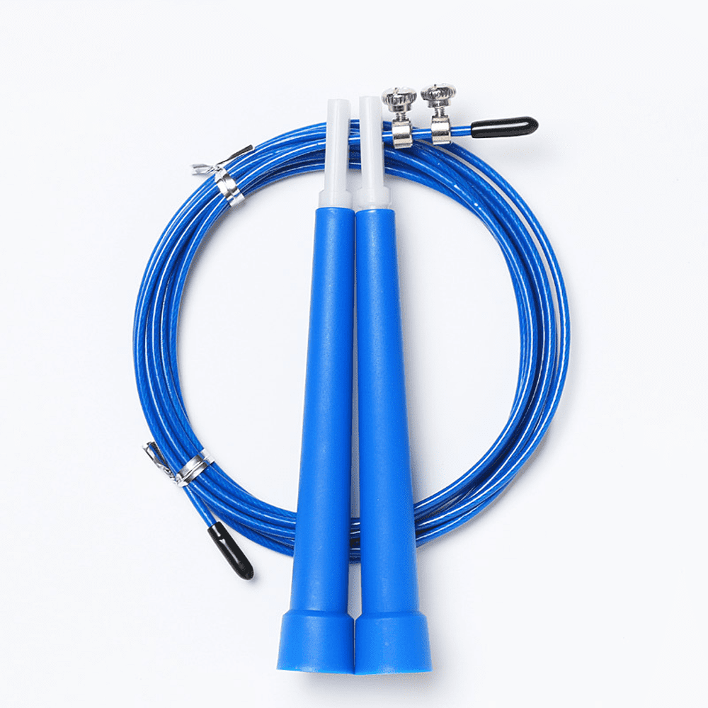 blue Jump rope, plastic handle + 2 spare ropes, light, for fitness ...