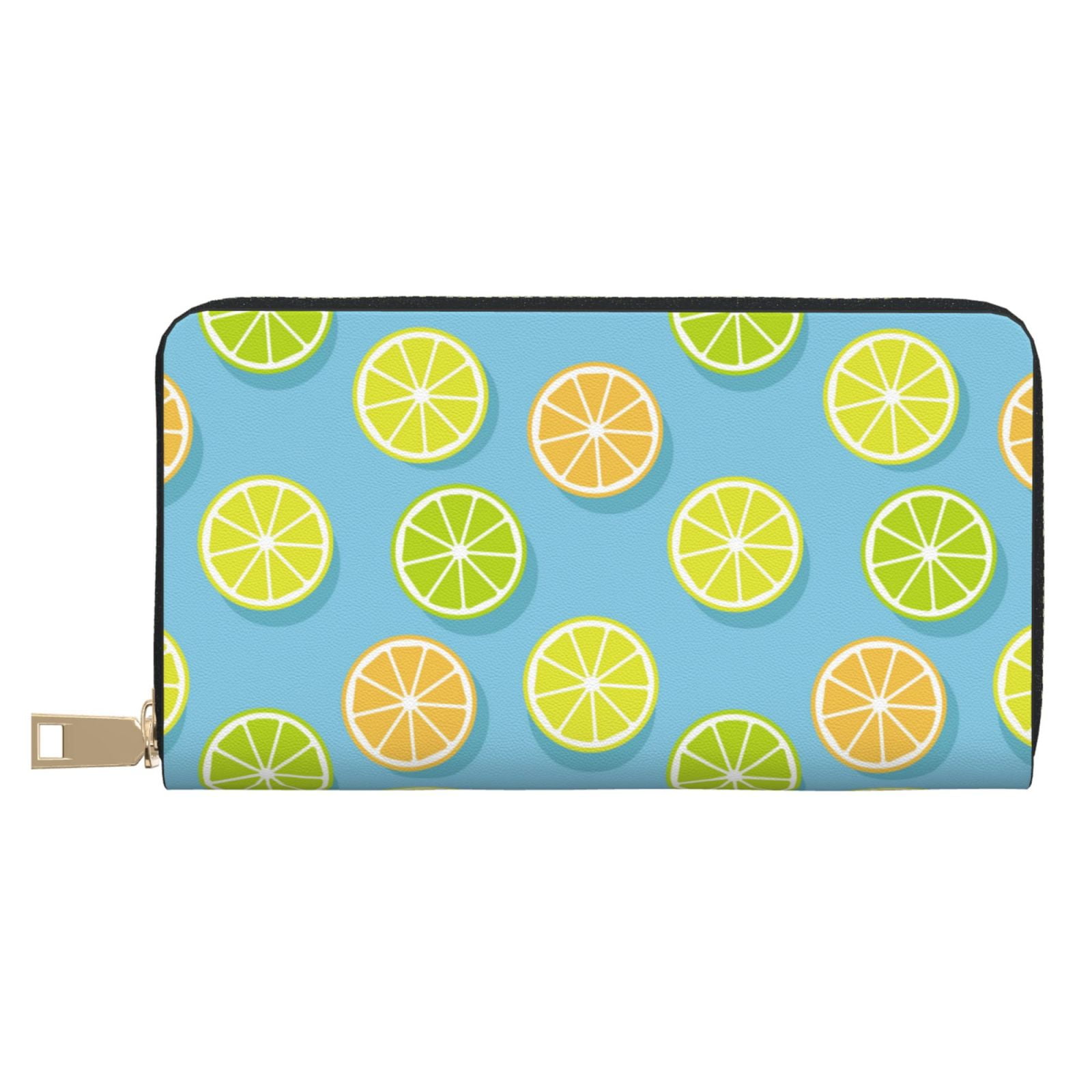 blue Lemon cartoon Wallet Women, Leather Bifold Multi Card Wallet ...