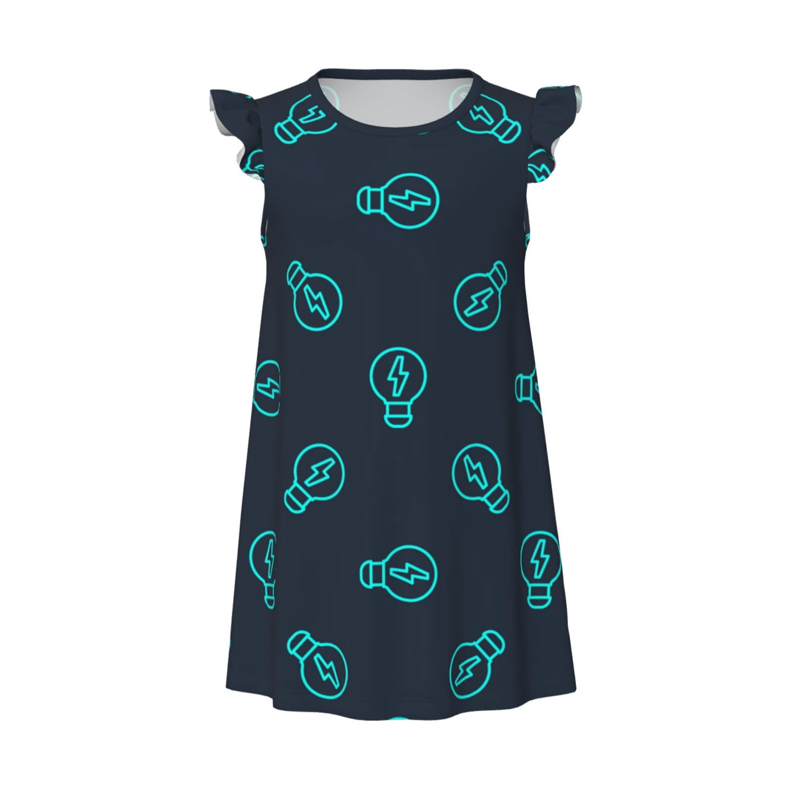 blue Light Bulbs print Girls Nightgowns, Short Sleeves Dress Girls ...