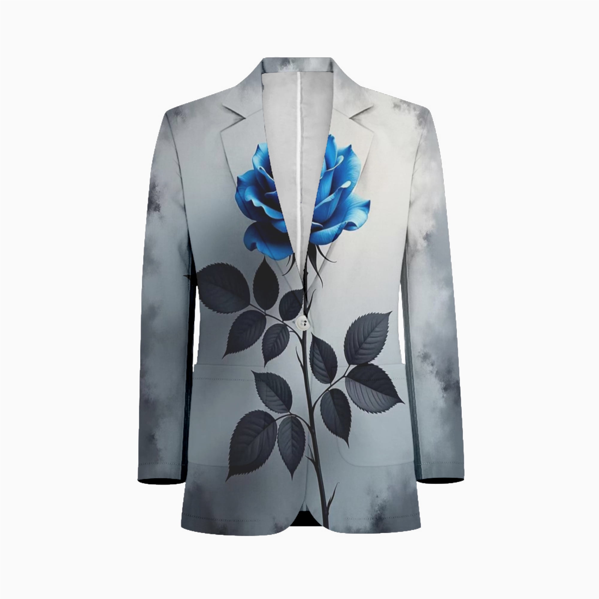 blue Rose Romantic print Customized Men's Suits full man Shawl Collar ...