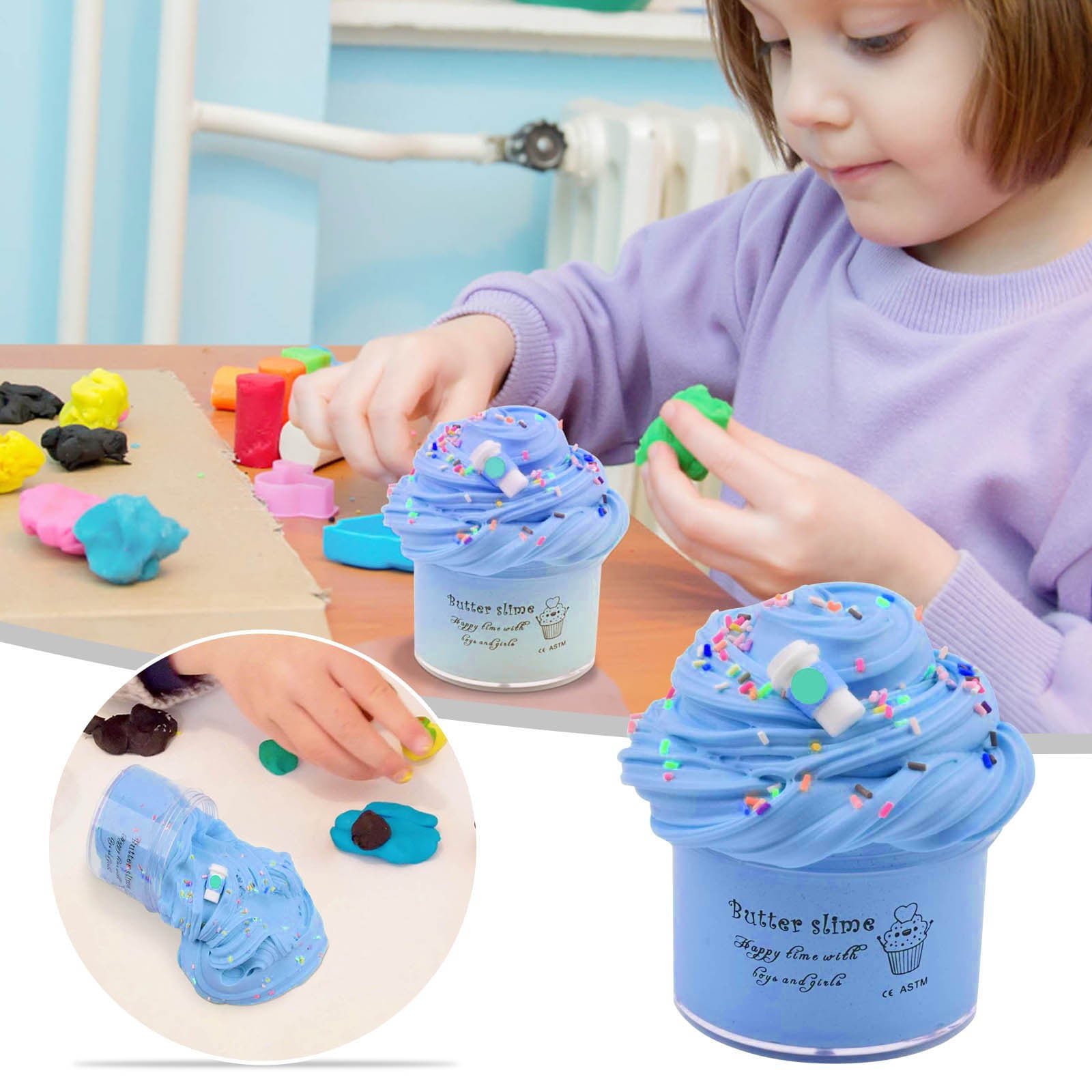 blue Scented Butter Slime,Ideal Slimes Bulk for Kids,Super Soft and Non ...
