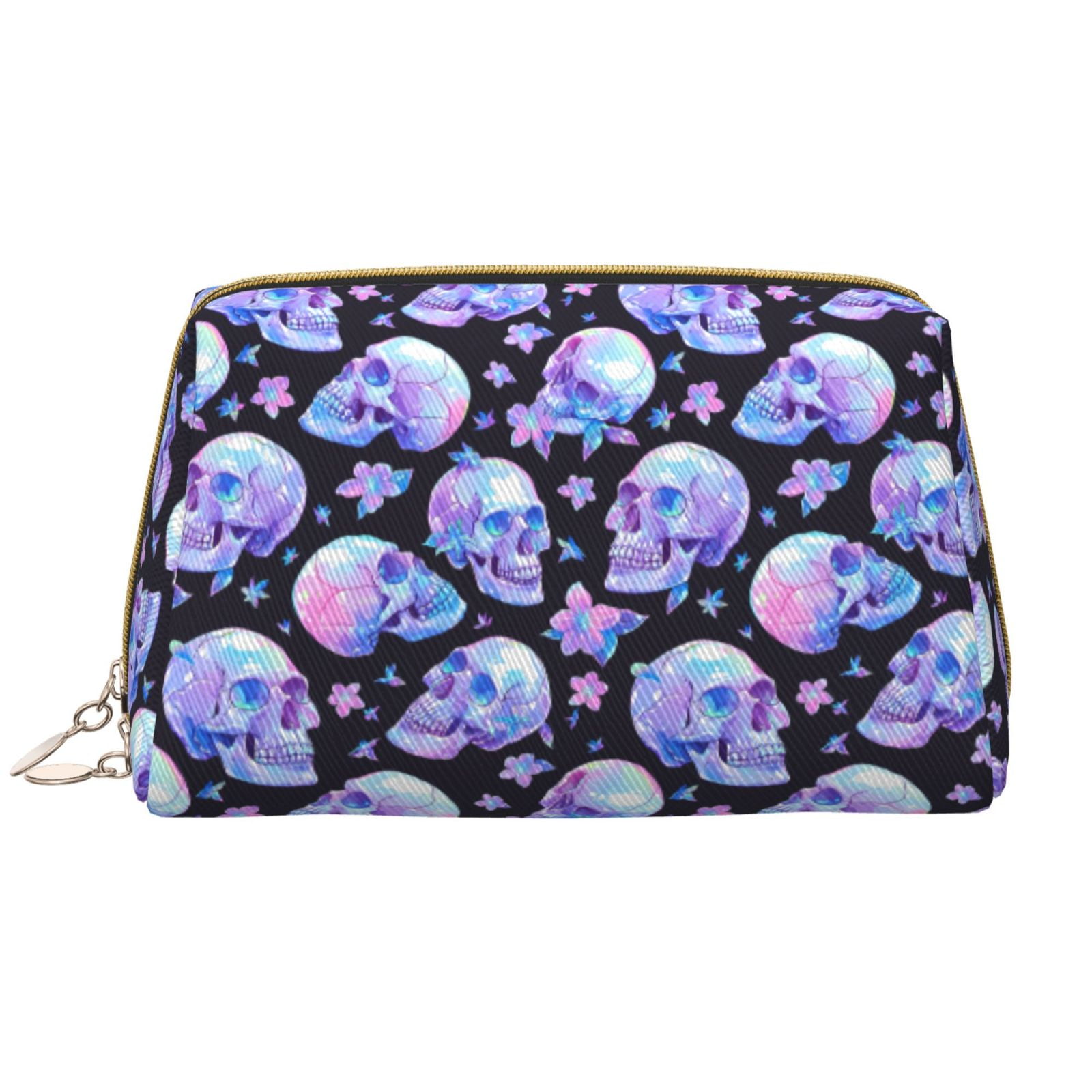 blue Skull flower Travel Makeup Bag - Large Capacity Travel Toiletry ...