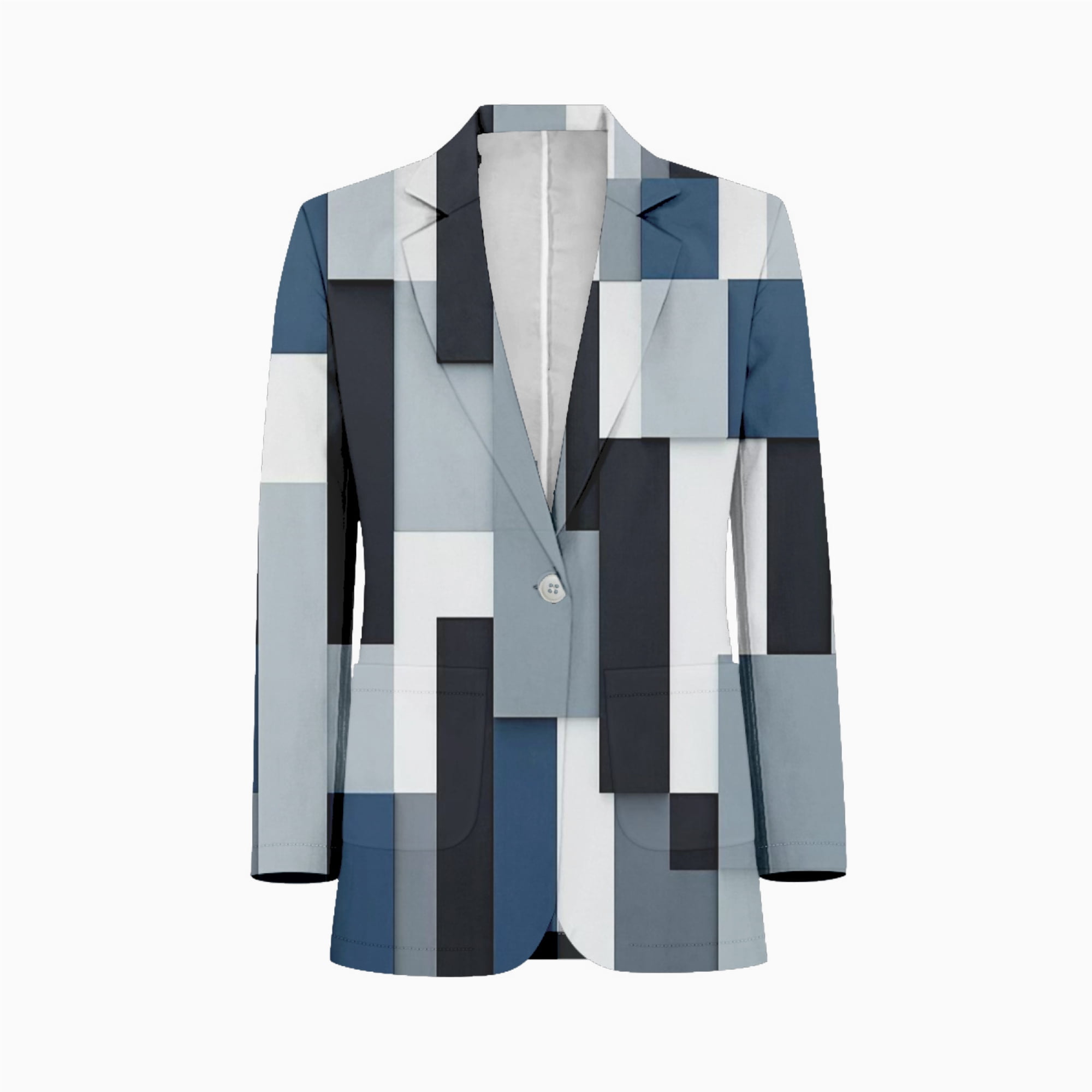 blue and black and grey squares Mens Suits Shawl Collar Slim Fit Suit ...