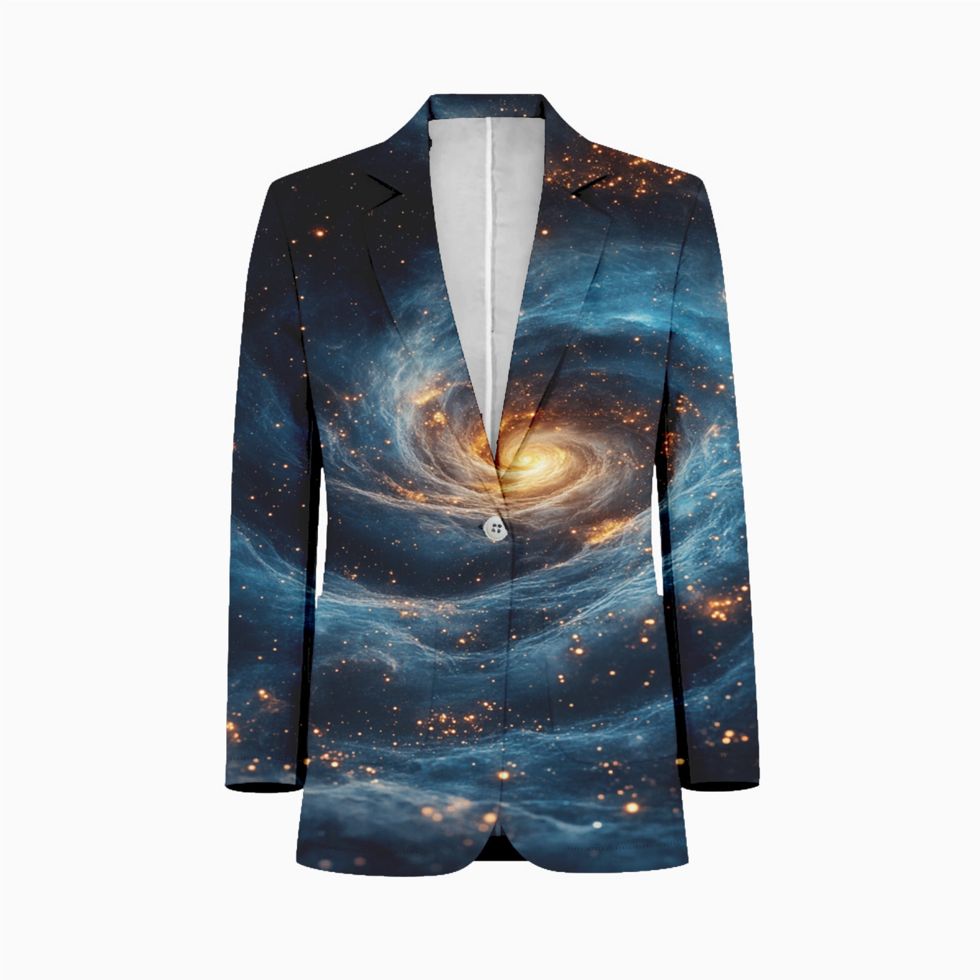blue and teal nebula with golden particles Mens Suits Shawl Collar Slim ...
