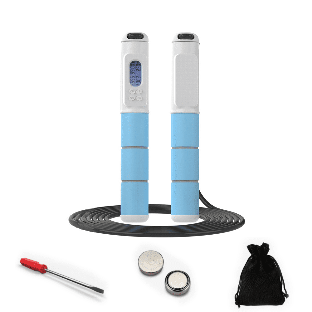 blue and white Jump Rope, Adjustable Digital Counting Jump Rope for ...