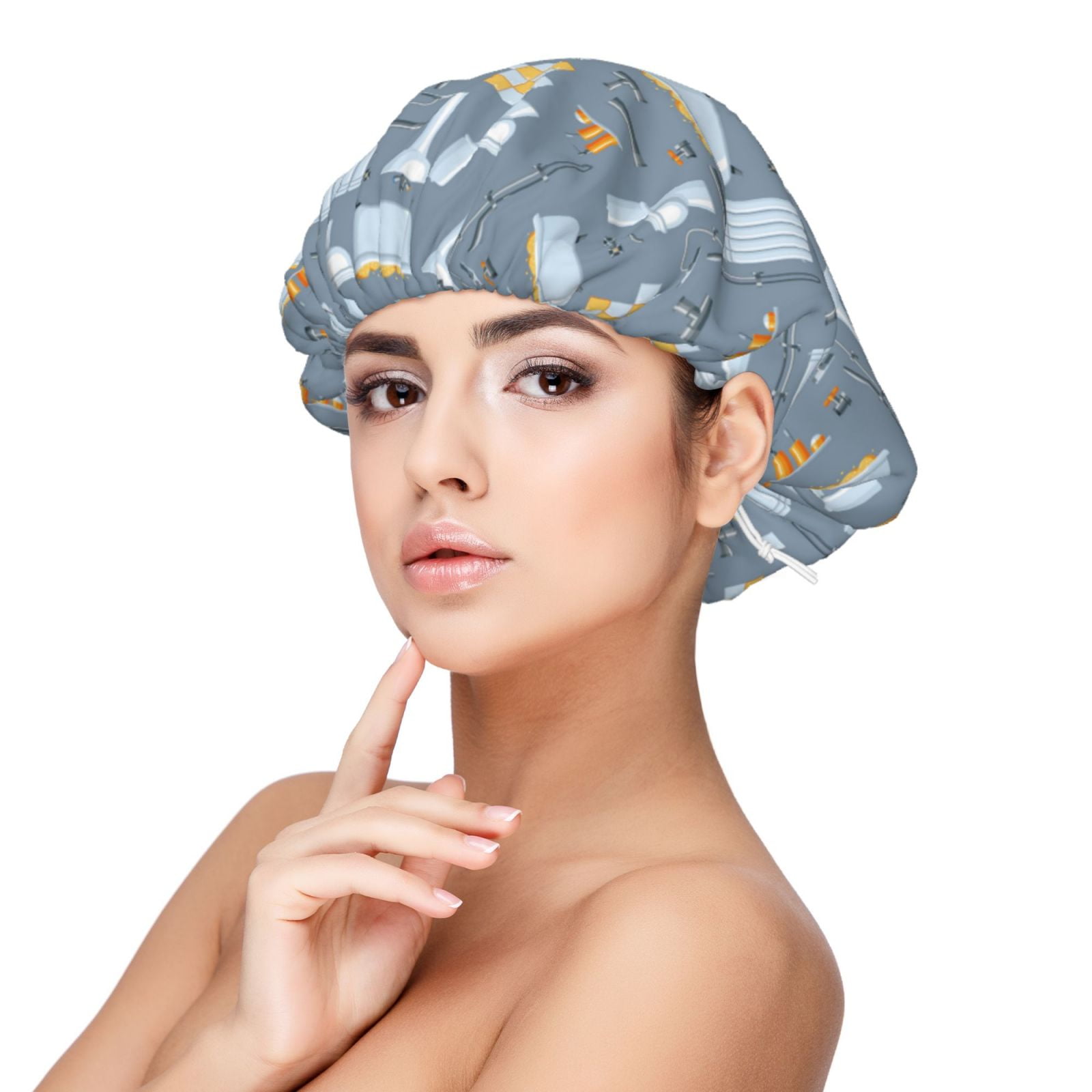 blue bathroom Silk Bonnet for Sleeping Women Men, Adjustable Elastic ...