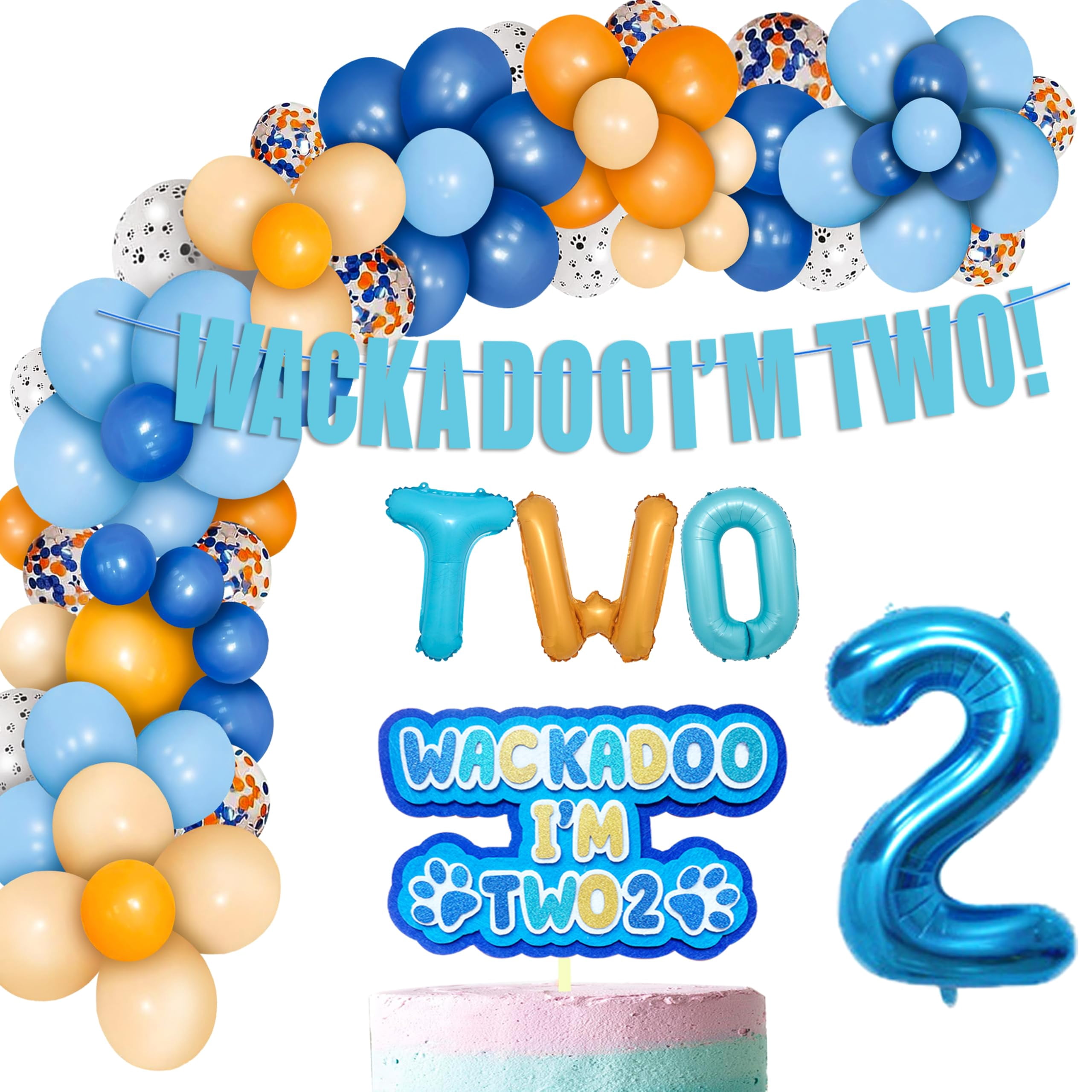 blue dog 2nd birthday decorations, Wackadoo BSL1 I'm Two! Banner ,blue ...
