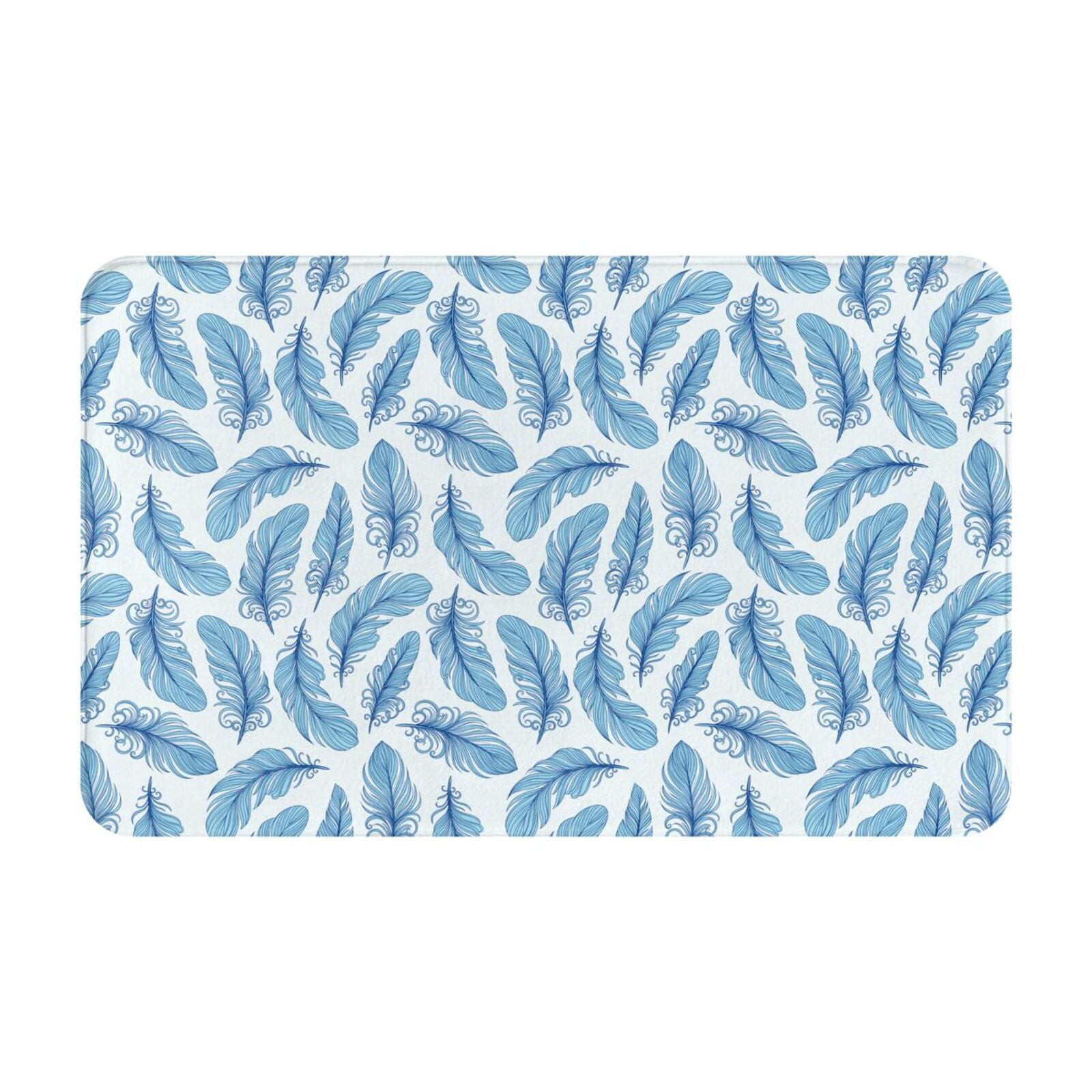 blue feather Front Door Mat, Indoor Mats for Bedroom Bathroom Kitchen ...