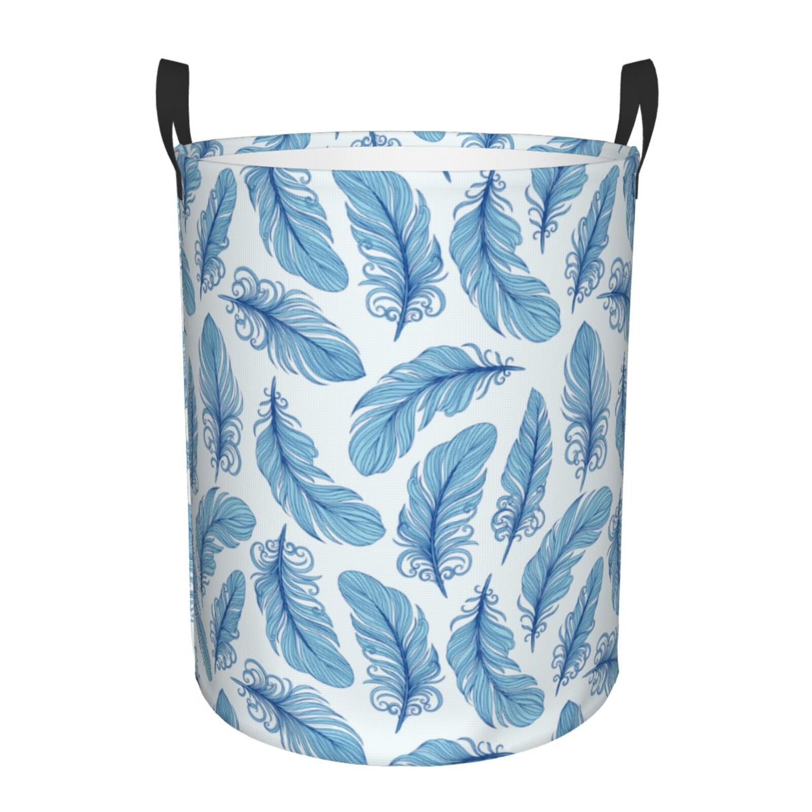blue feather Laundry Basket, Laundry Hamper Waterproof Laundry Bag ...