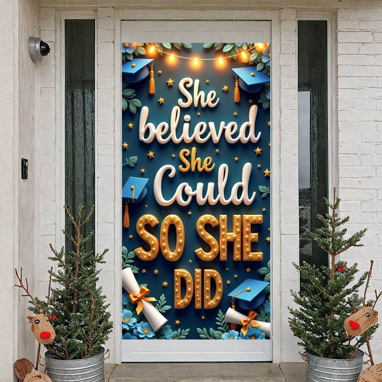 blue graduation caps Graduation Banner diploma scrolls Inspirational ...